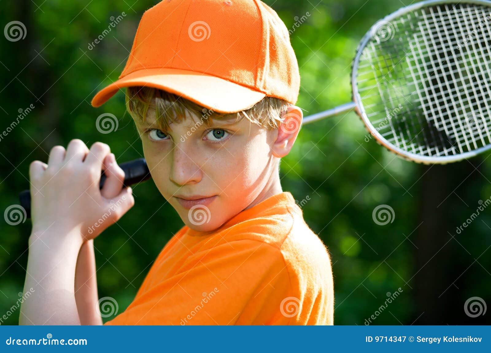 Cute Boy with Badminton Racket Stock Image - Image of beautiful ...