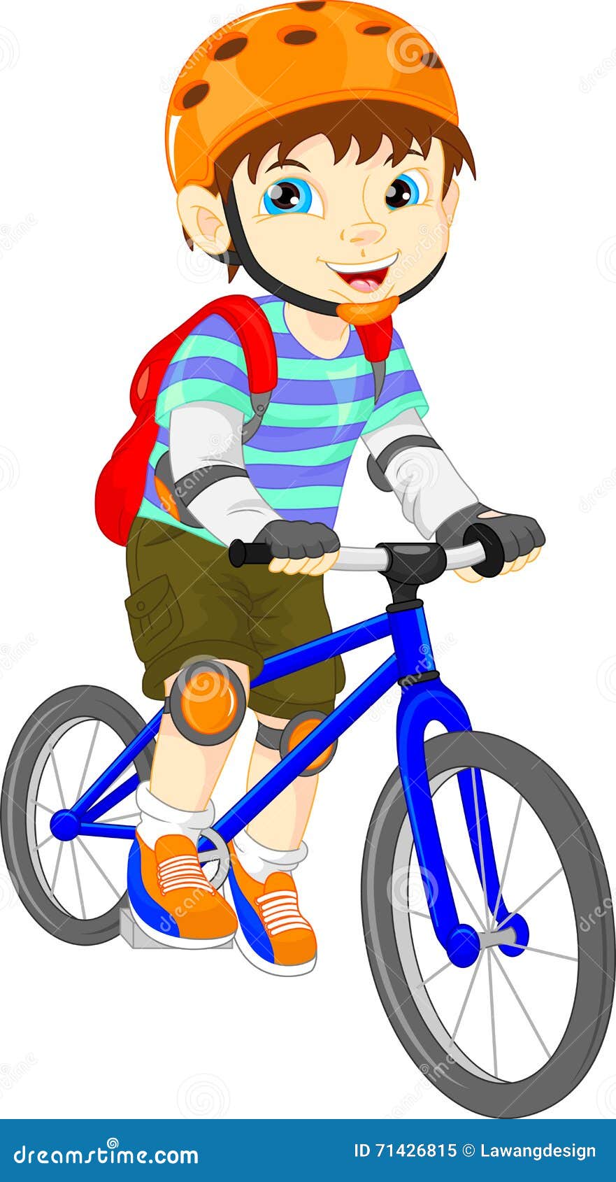 Cute boy on a bicycle stock vector. Illustration of happy - 71426815
