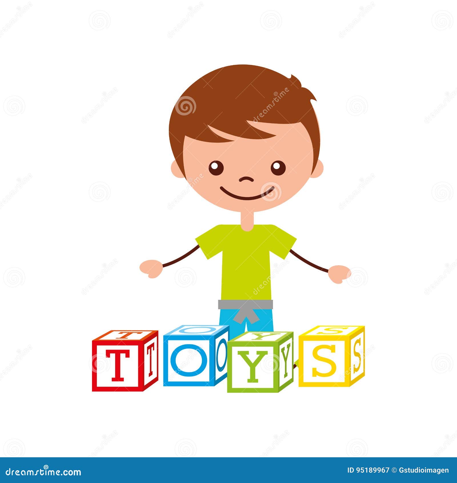 Cute Boy with Blocks Character Icon Stock Vector - Illustration of ...