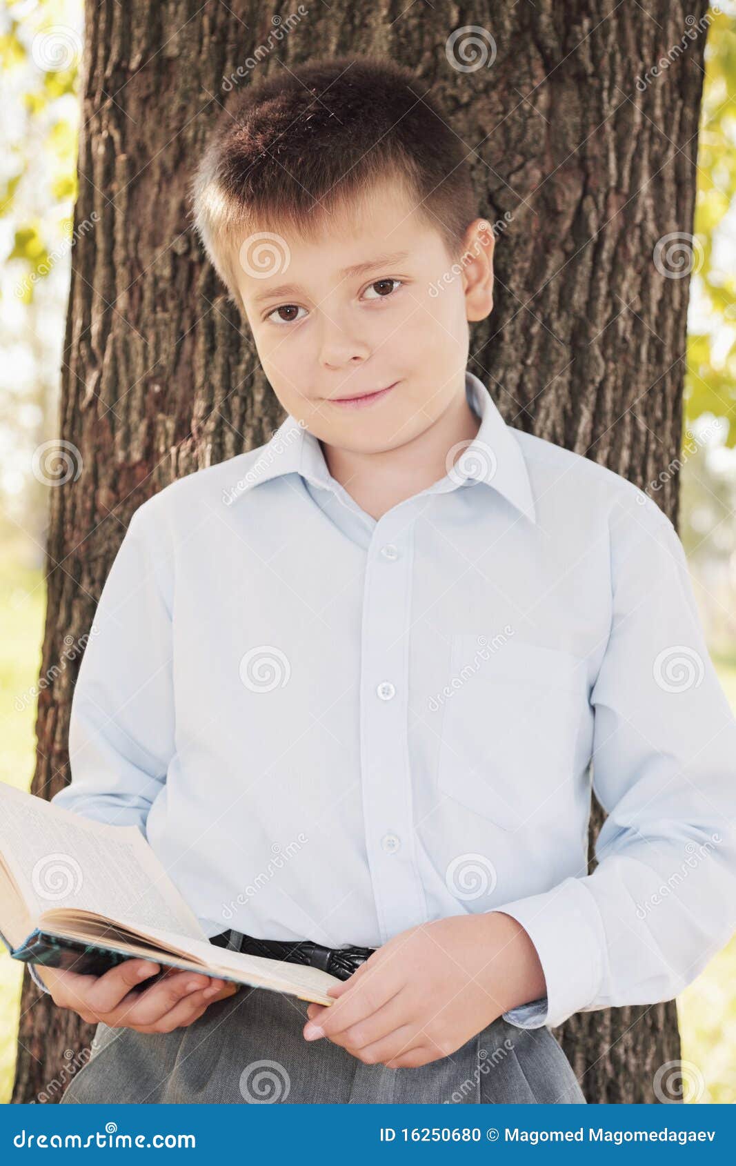 Cute boy with book stock photo. Image of gaze, cute, fall - 16250680