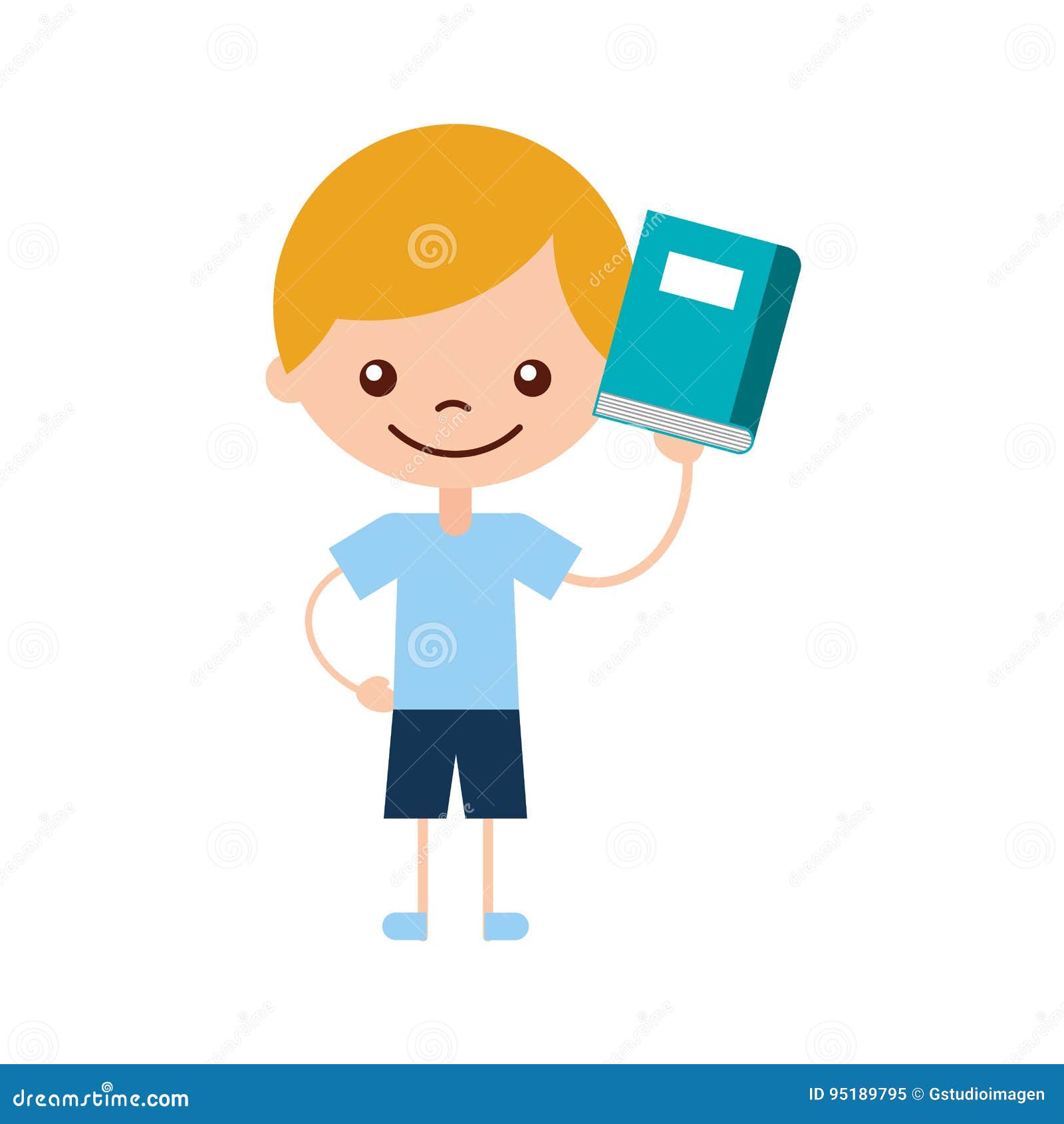 Cute Boy with Book Character Icon Stock Vector - Illustration of pretty ...