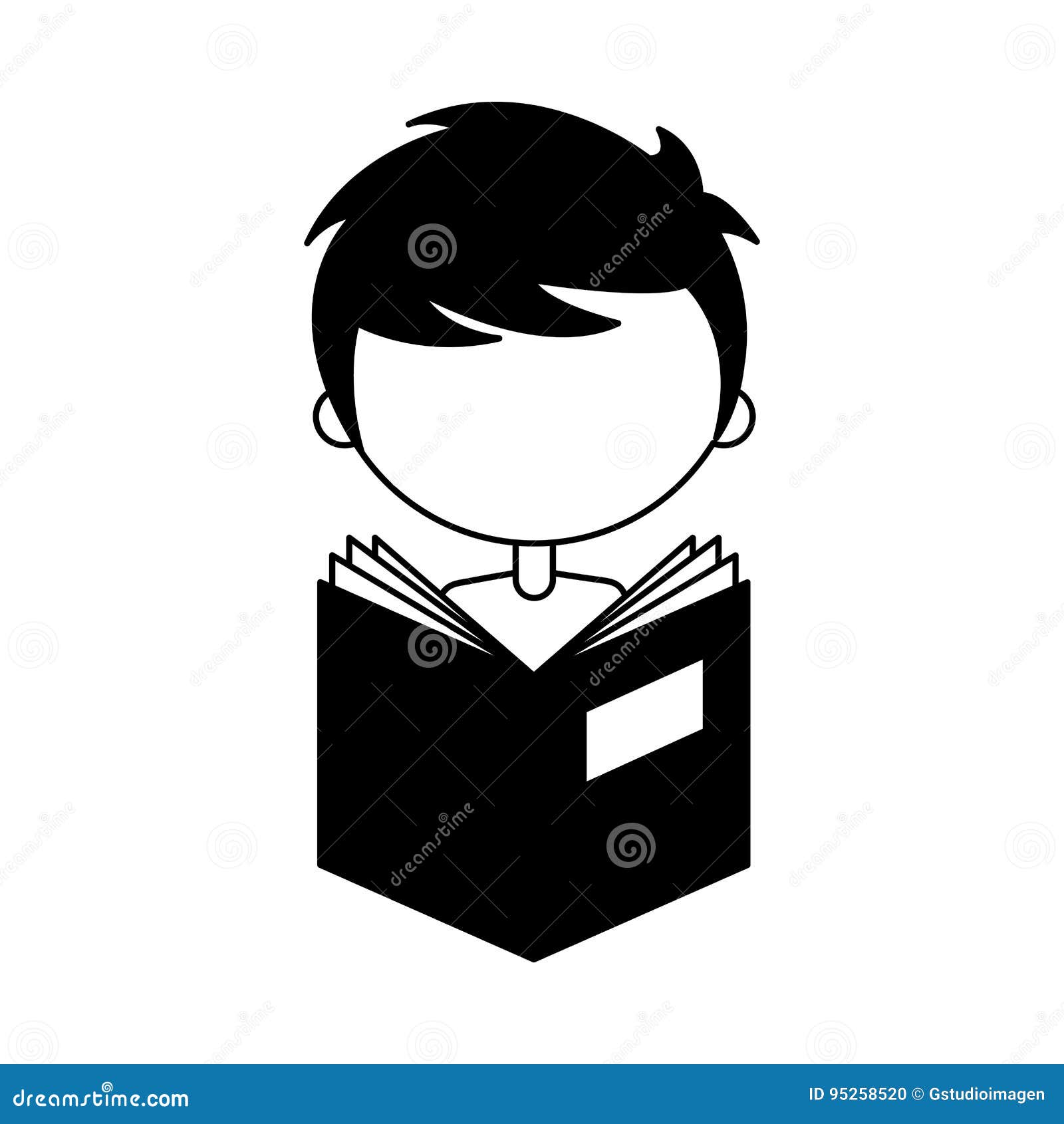 Cute Boy with Book Character Icon Stock Vector - Illustration of ...