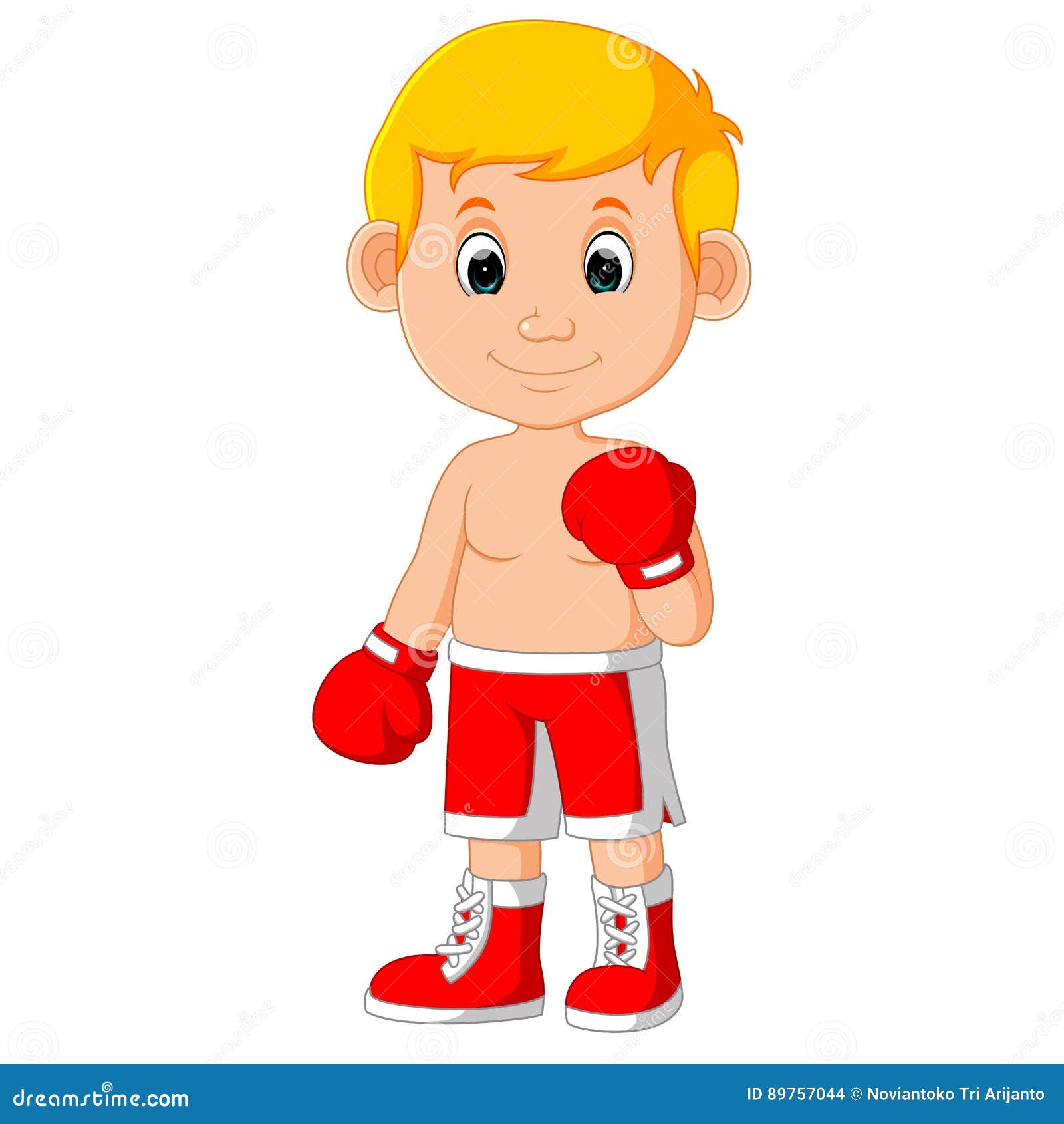 Cute boy boxing cartoon stock vector. Illustration of muscles - 89757044