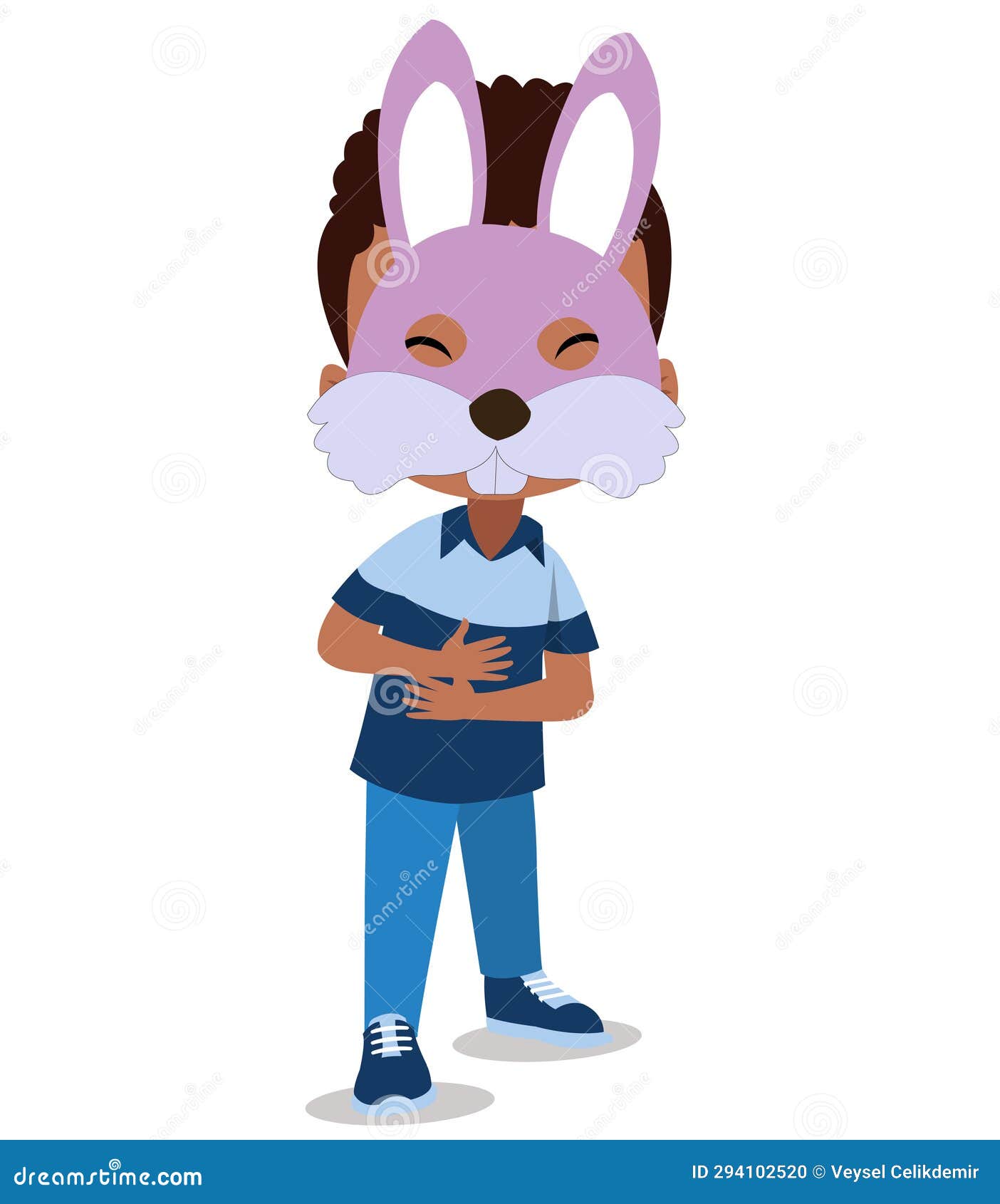 Cute boy in bunny mask stock vector. Illustration of cute - 294102520