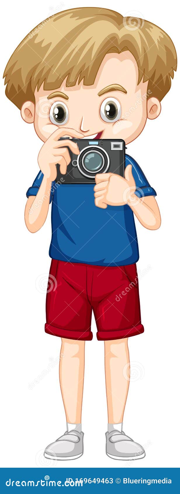 Cute Boy with Camera in His Hands Stock Vector - Illustration of ...