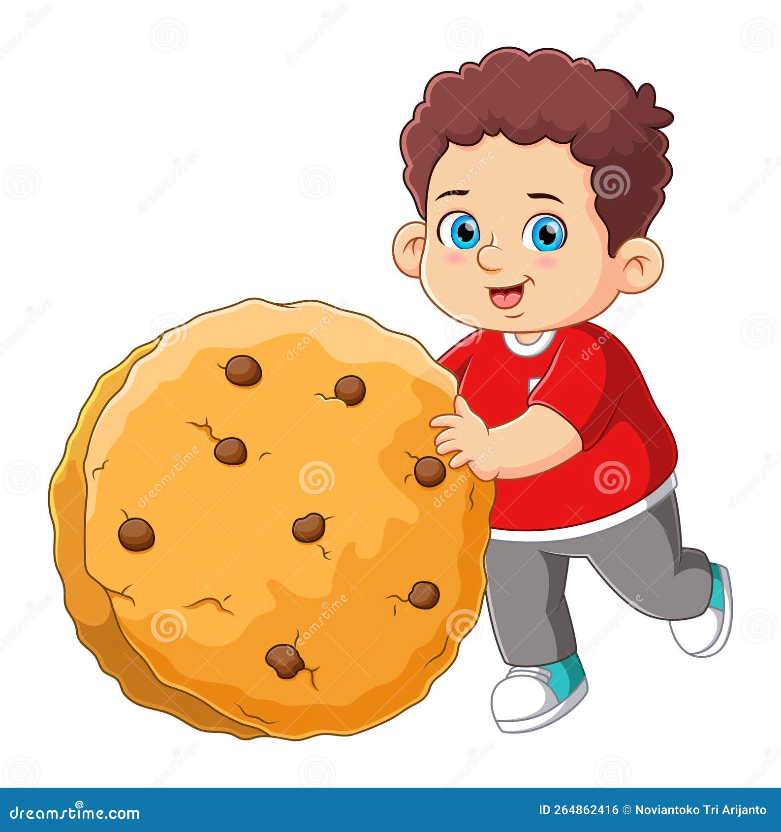 A Cute Boy Carrying a Big Cookies Stock Vector - Illustration of lunch ...