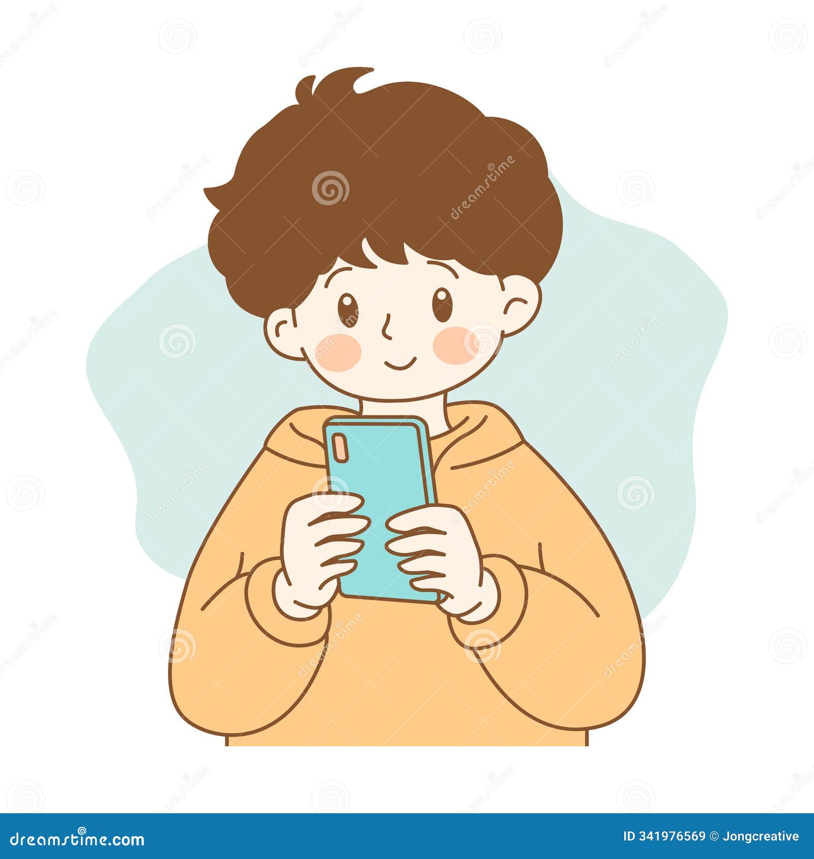 Boy Playing Gadget. Child With Tablet. Kid Gamer Cartoon Vector ...