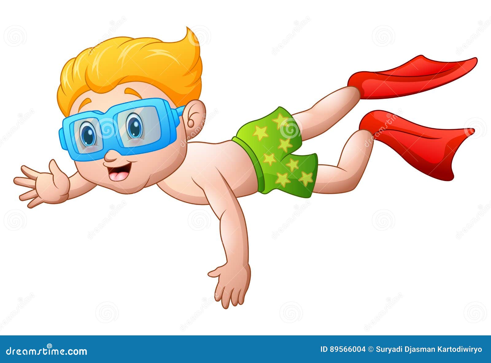 Cute boy cartoon diving stock vector. Illustration of goggles - 89566004