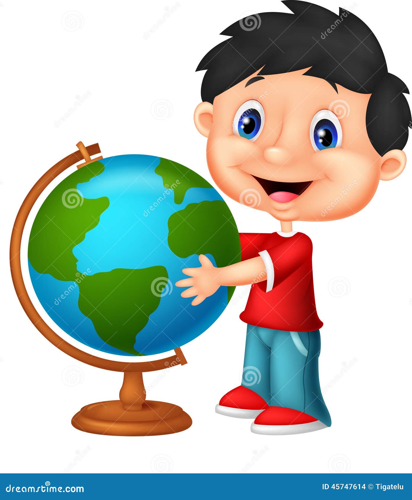 Geography, Student Boy Looking Globe Cartoon Vector | CartoonDealer.com ...