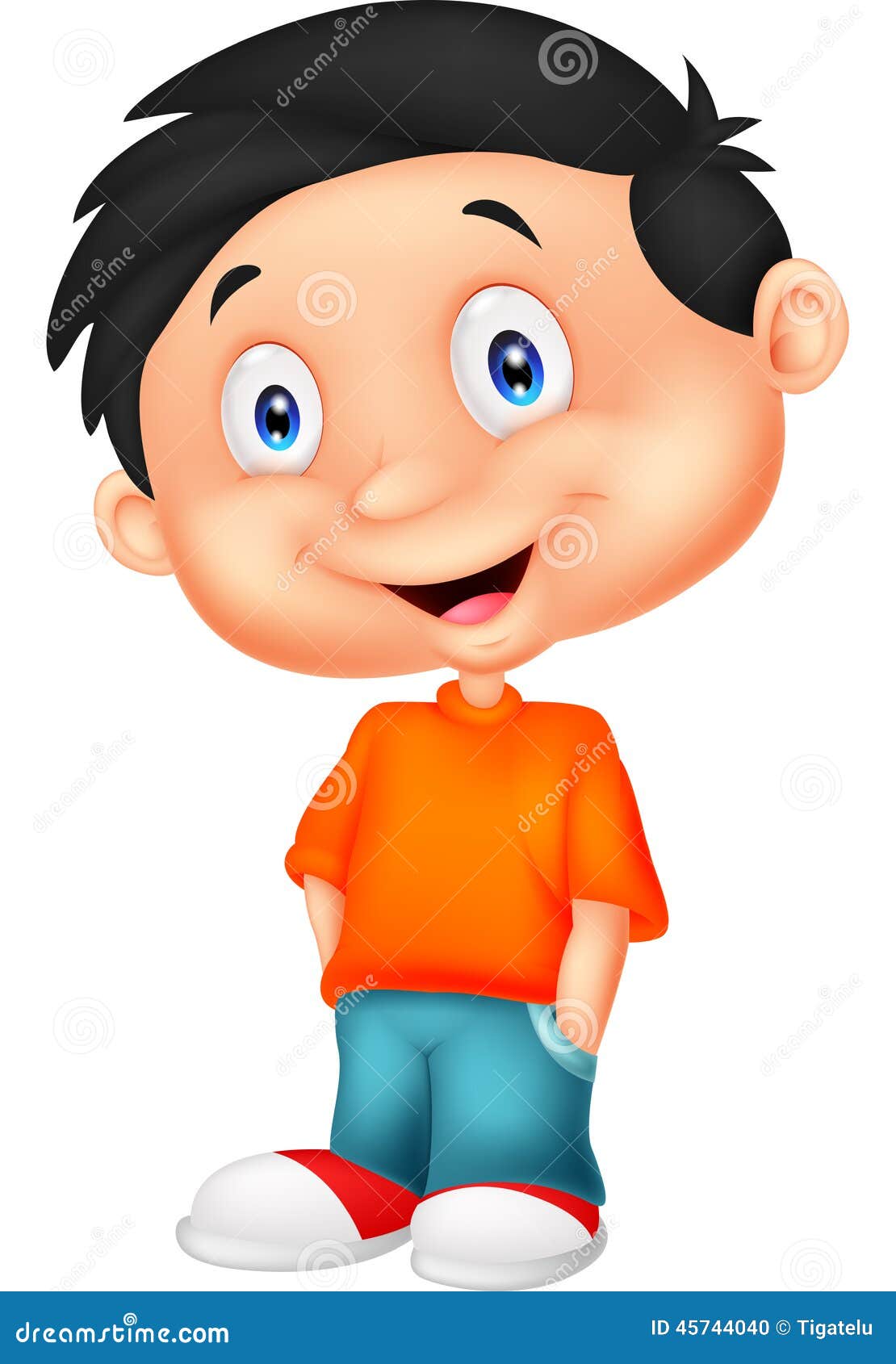 Cute boy cartoon standing stock vector. Illustration of cheerful - 45744040