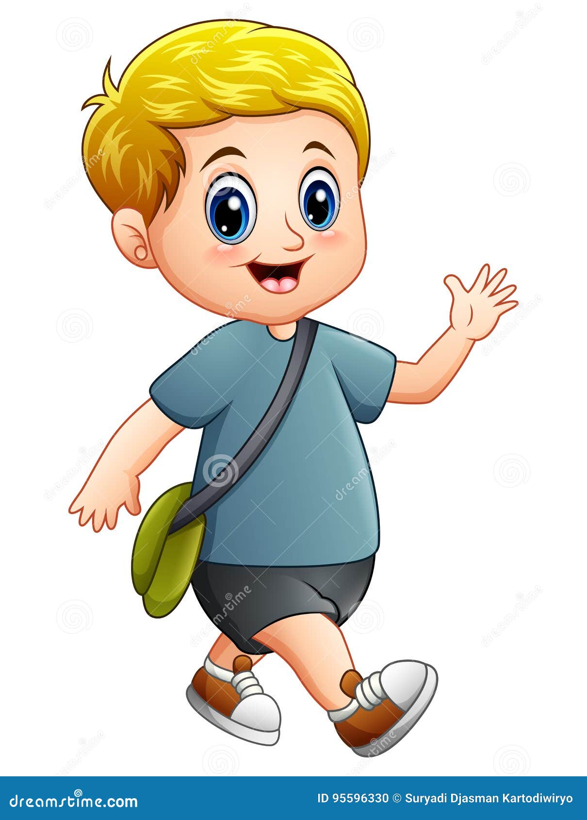 Cute boy cartoon walking stock vector. Illustration of child - 95596330