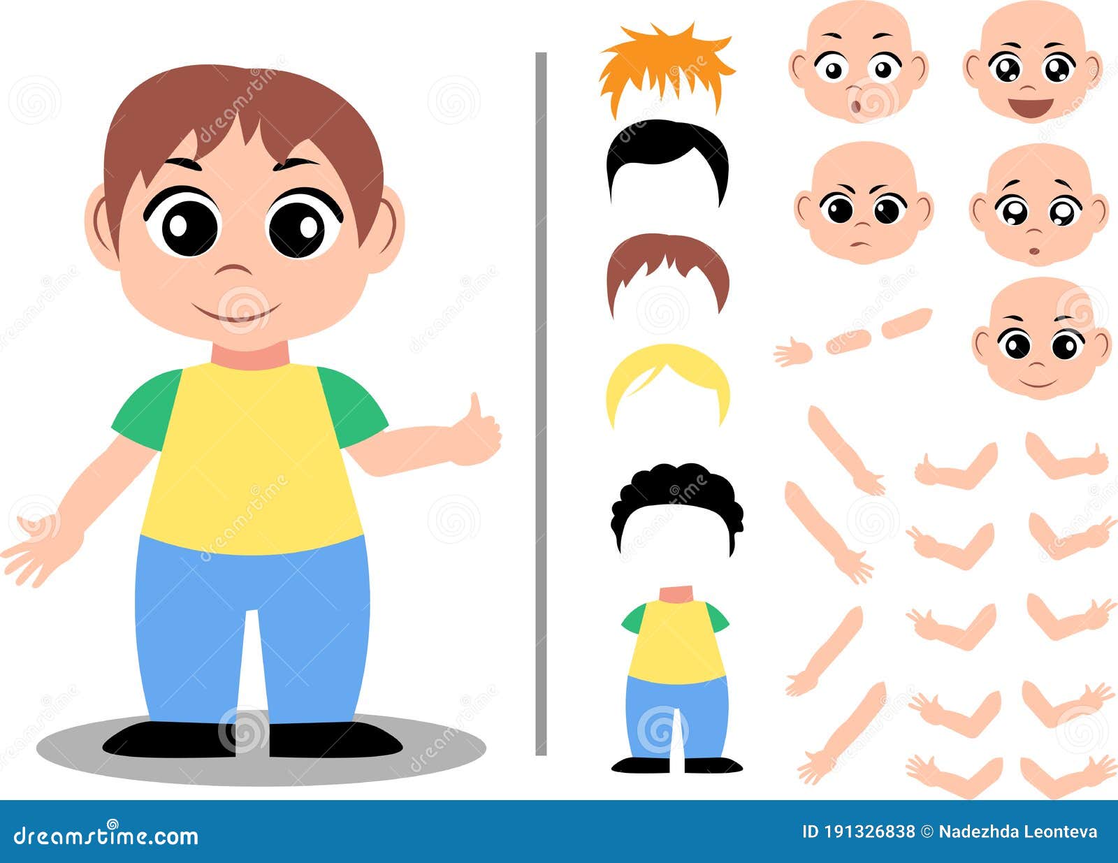 Cute Boy Character Constructor for Animation and Custom Illustrations ...