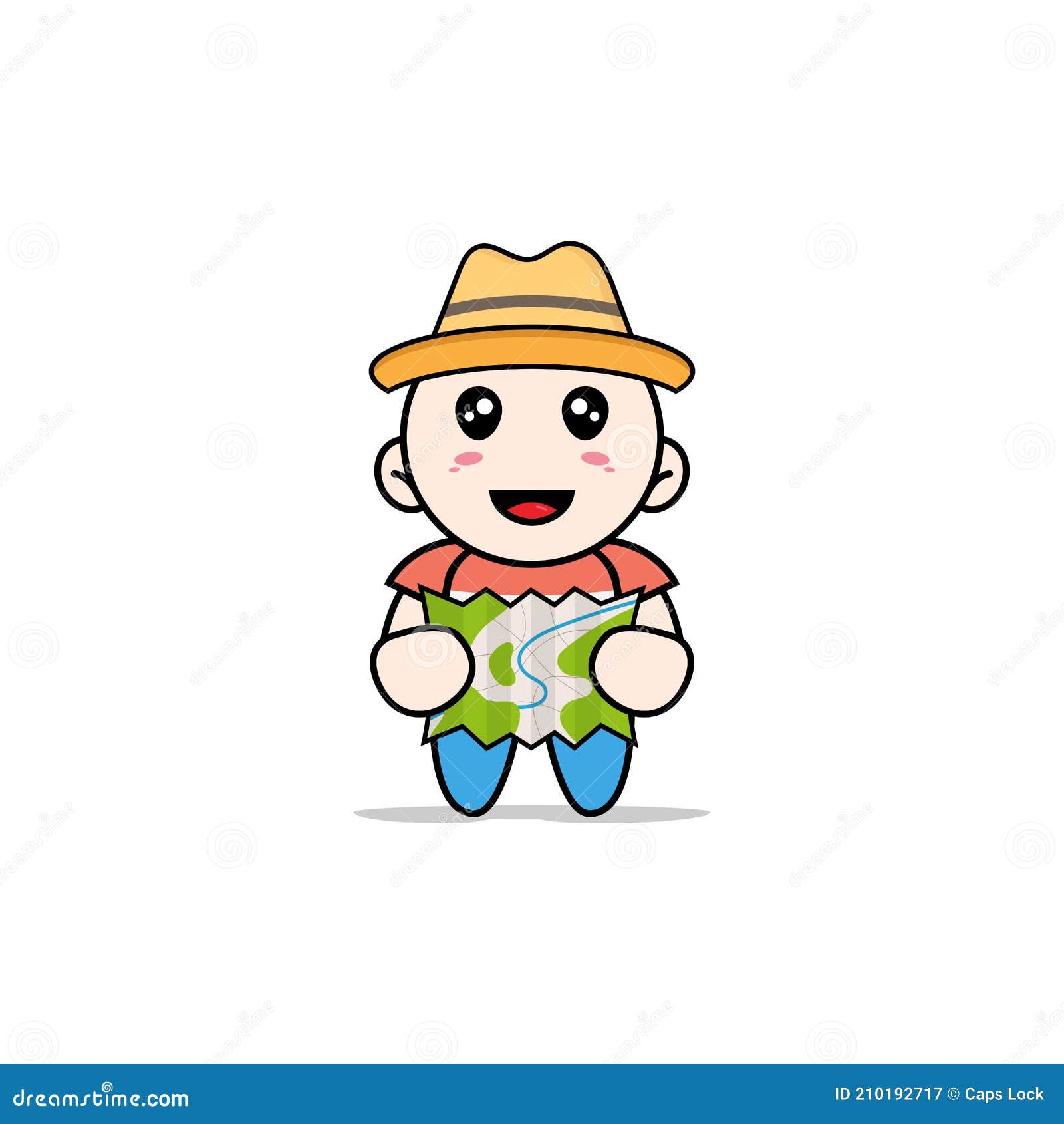 Cute Boy Character Holding Map Stock Vector - Illustration of female ...