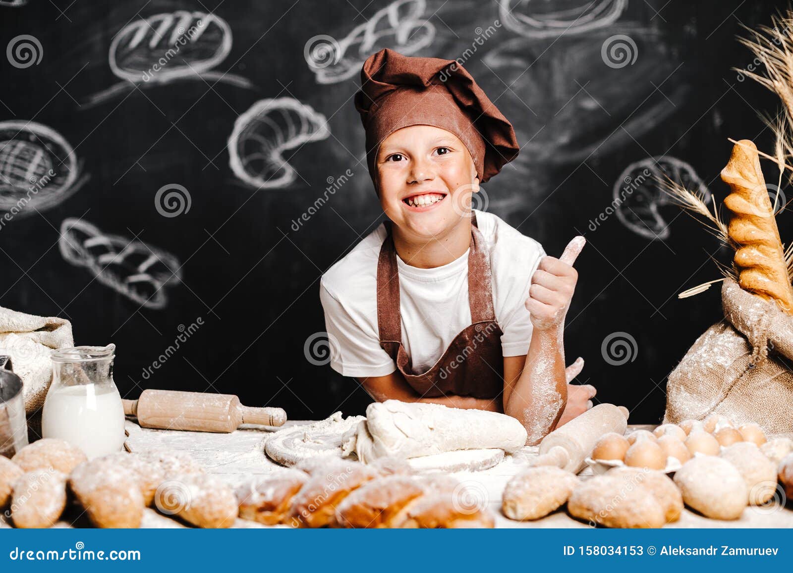 Cute Boy with Chef Hat Cooking Stock Image - Image of human, funny ...