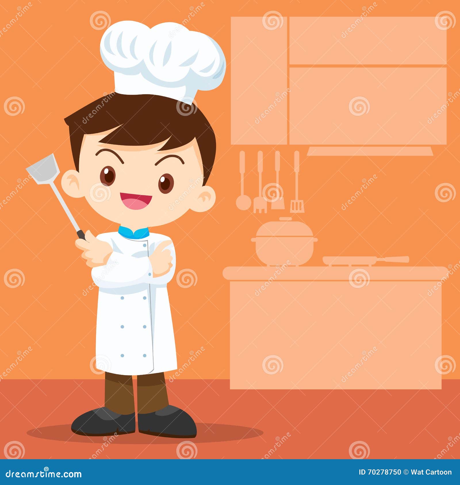 Cute boy Chef look smart stock vector. Illustration of cuisine - 70278750