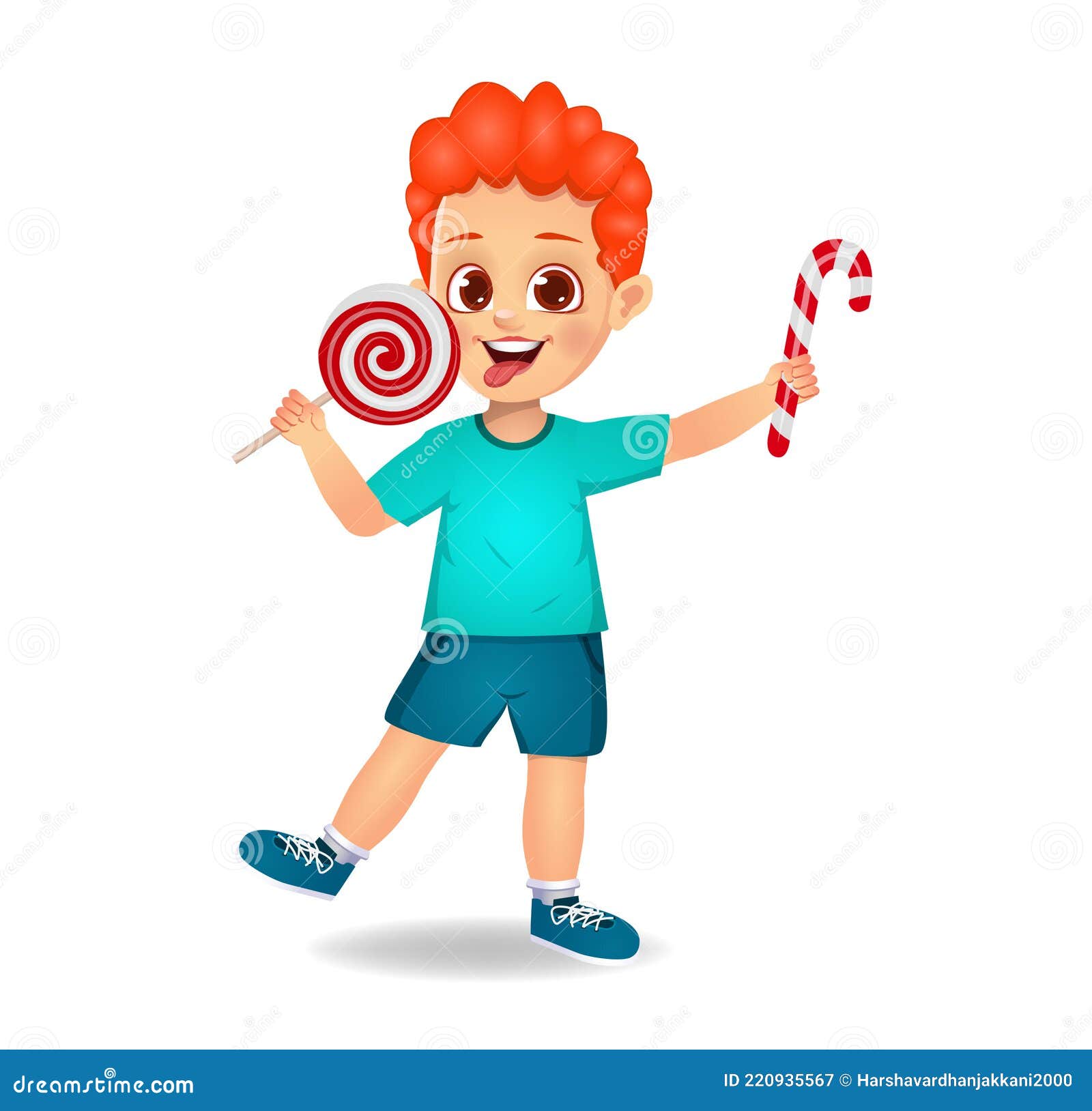 Cute boy child eat candy stock vector. Illustration of children - 220935567