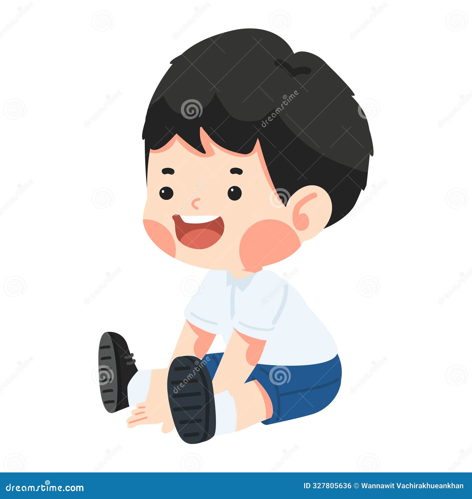 Cute Boy Child Sitting on the Floor Stock Illustration - Illustration ...