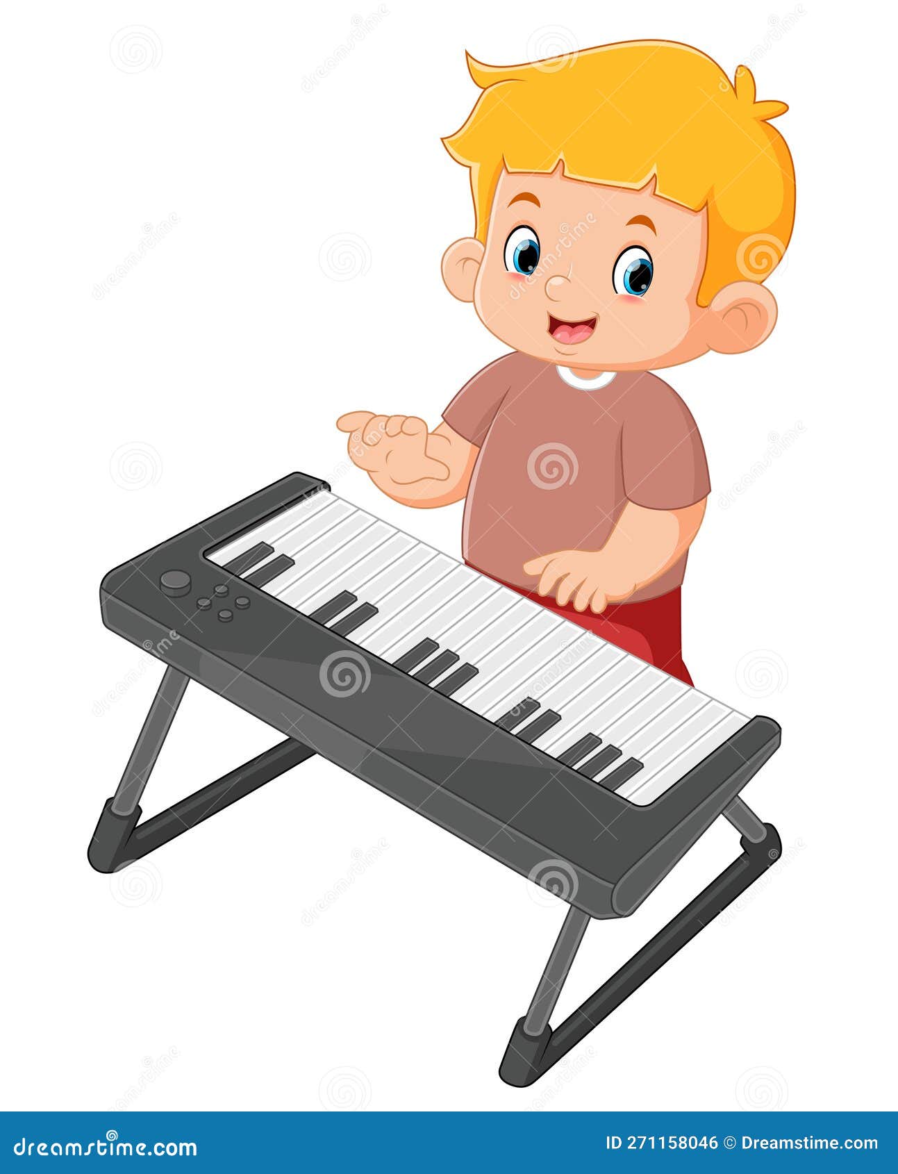 A Cute Boy is Dancing and Having Fun Playing the Digital Piano Stock ...