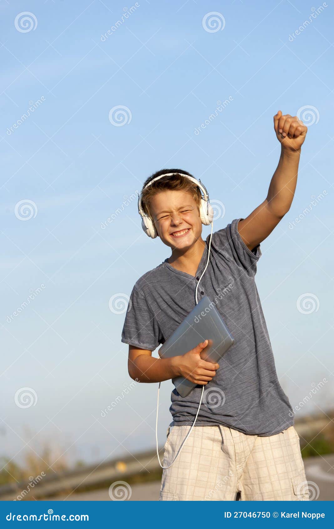 Cute Boy Dancing To the Rhythm Outdoors. Stock Photo - Image of ...