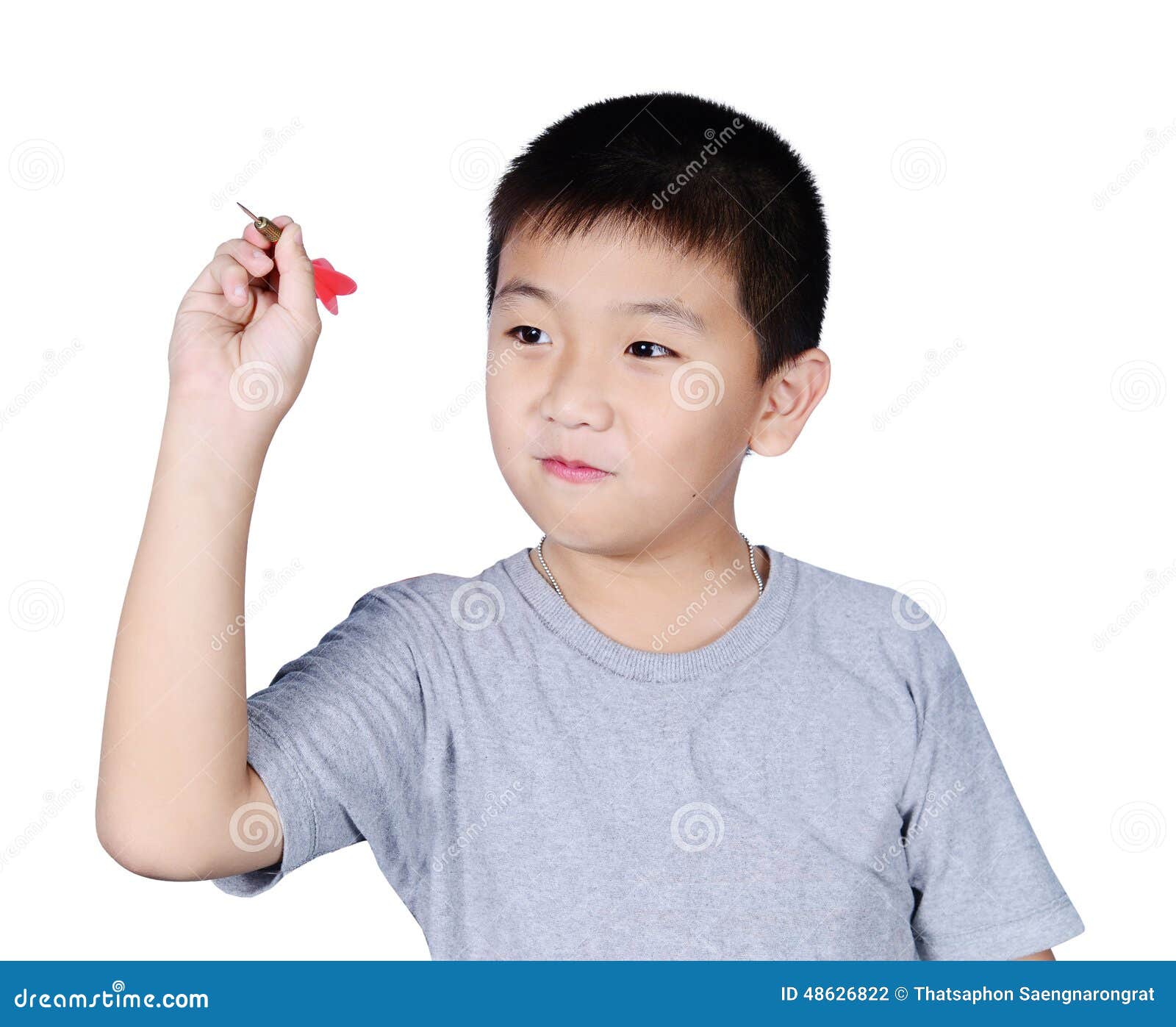 Cute Boy with Dart Isolated on White Background Stock Photo - Image of ...