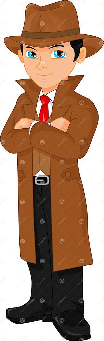 Cute boy detective posing stock vector. Illustration of detective ...
