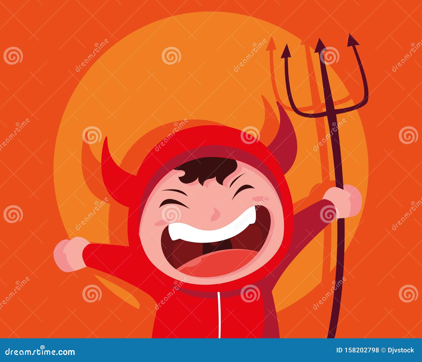 Cute Boy Disguised of Devil Stock Illustration - Illustration of ...
