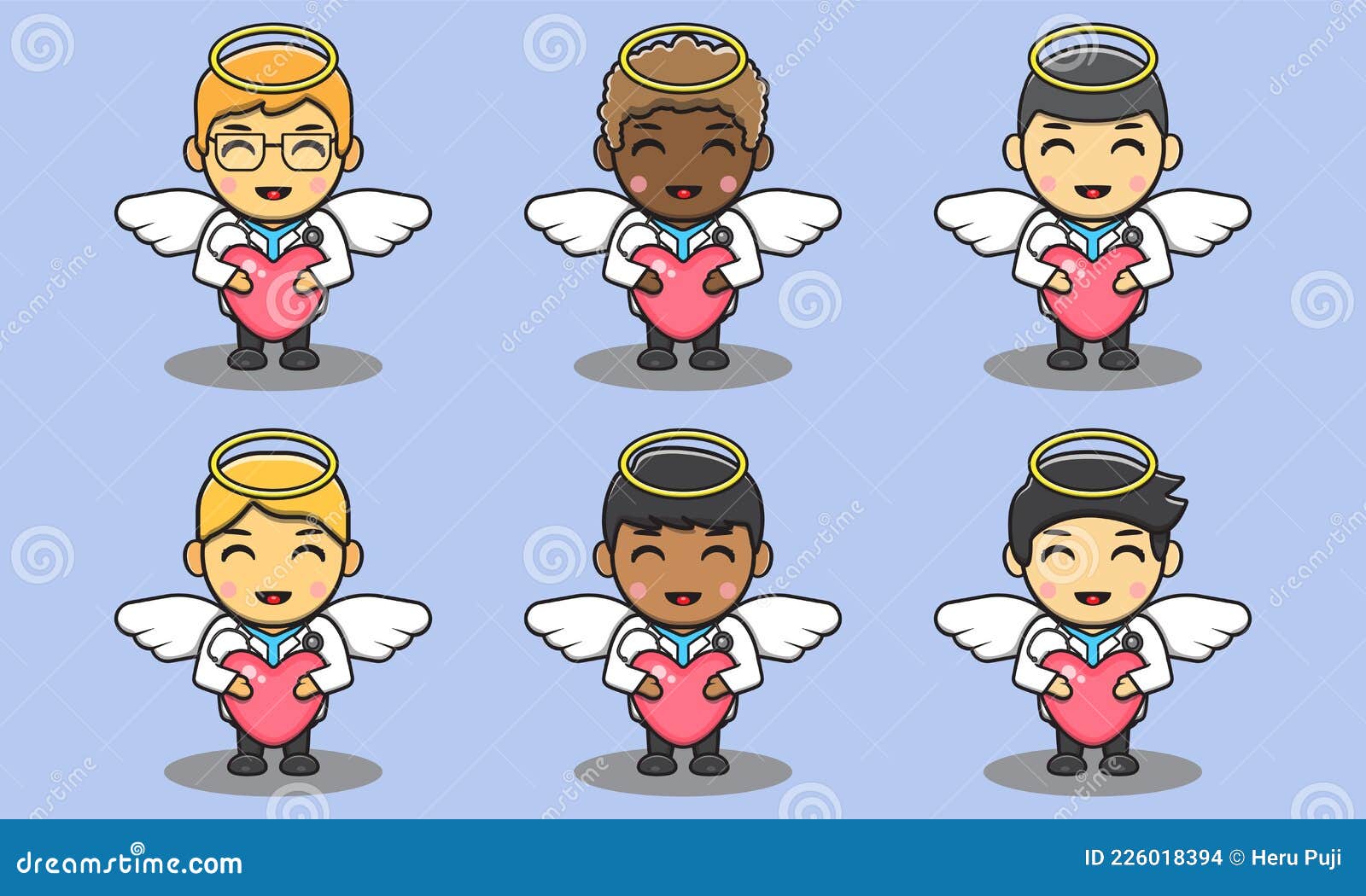 Cute Little Male Doctor Angel with Love. Stock Vector - Illustration of ...