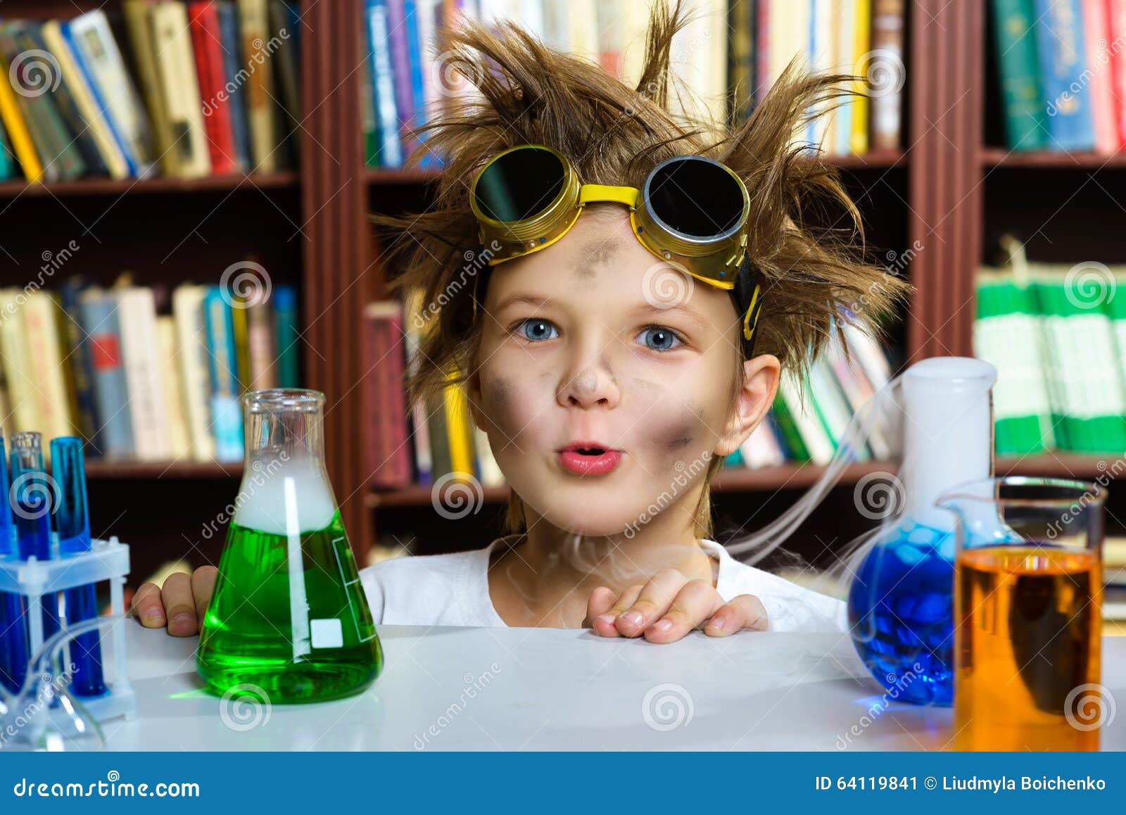 Cute Boy Doing Biochemistry Research in Chemistry Stock Image - Image ...
