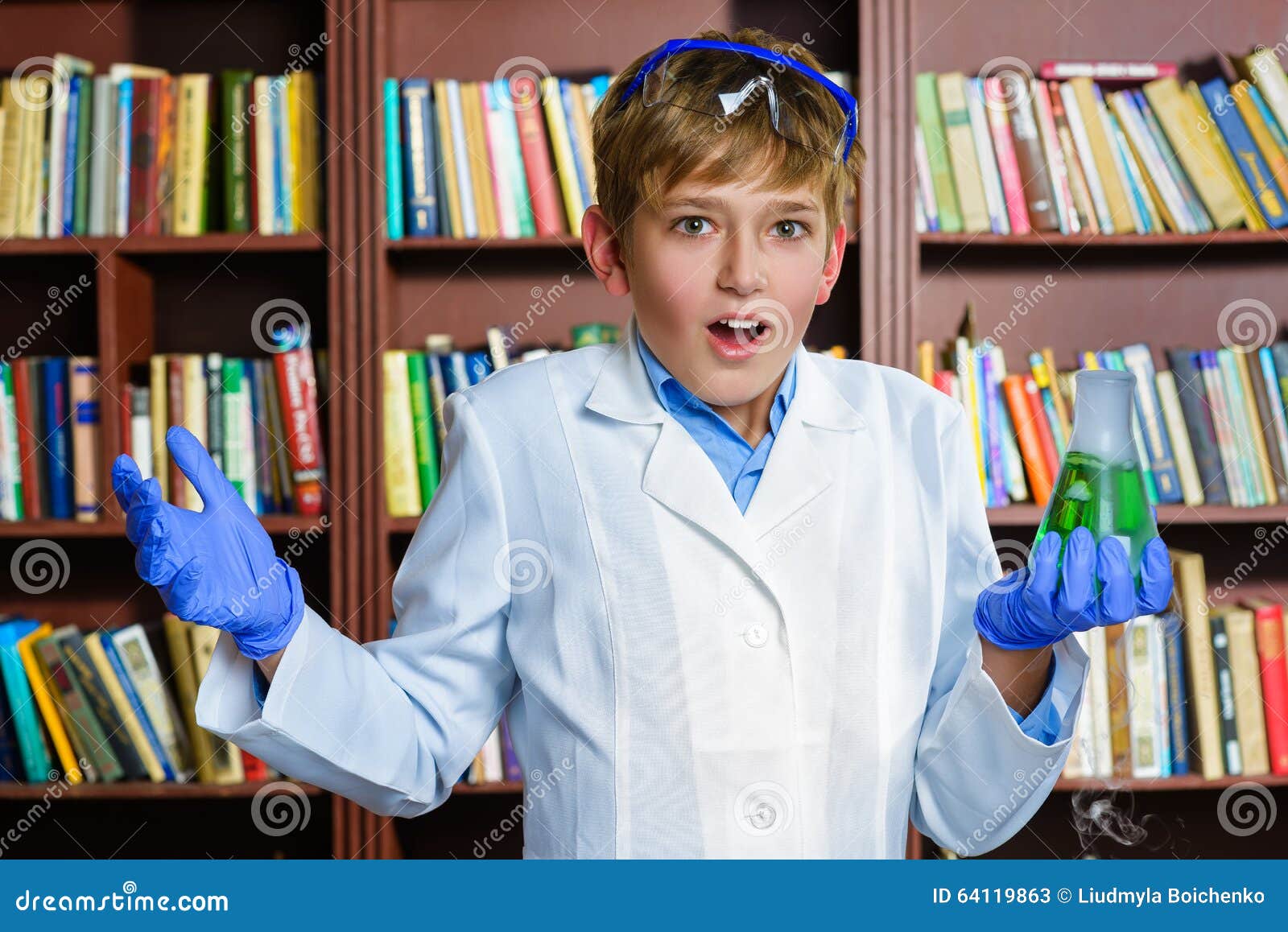 Cute Boy Doing Biochemistry Research in Chemistry Stock Image - Image ...