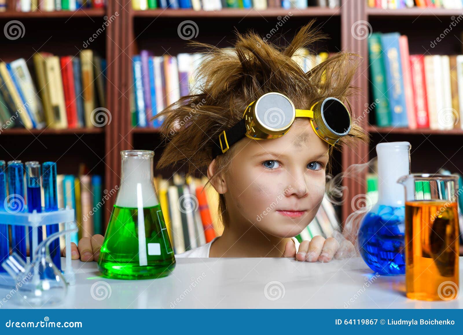 Cute Boy Doing Biochemistry Research in Chemistry Stock Image - Image ...