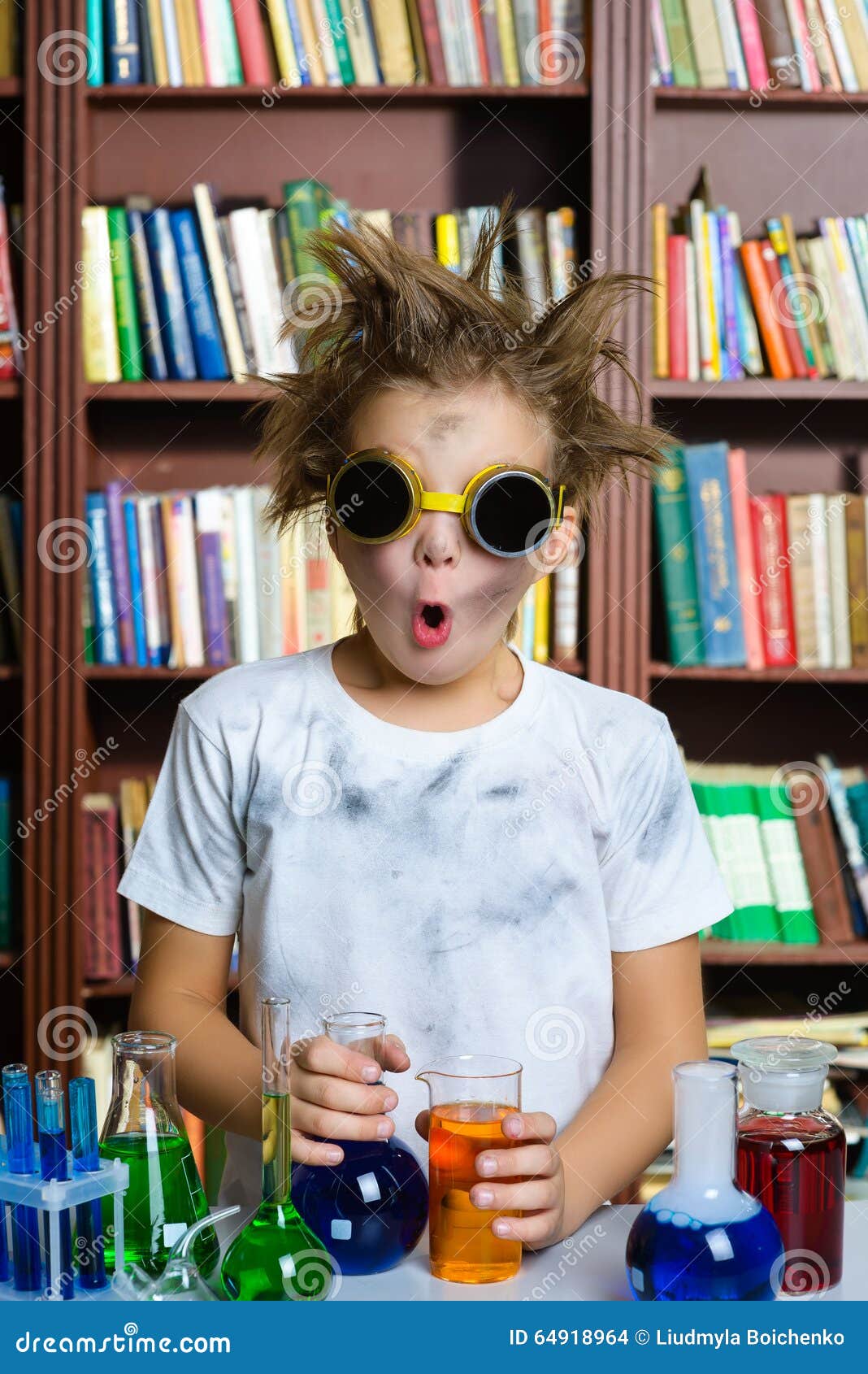 Cute Boy Doing Biochemistry Research in Chemistry Stock Photo - Image ...