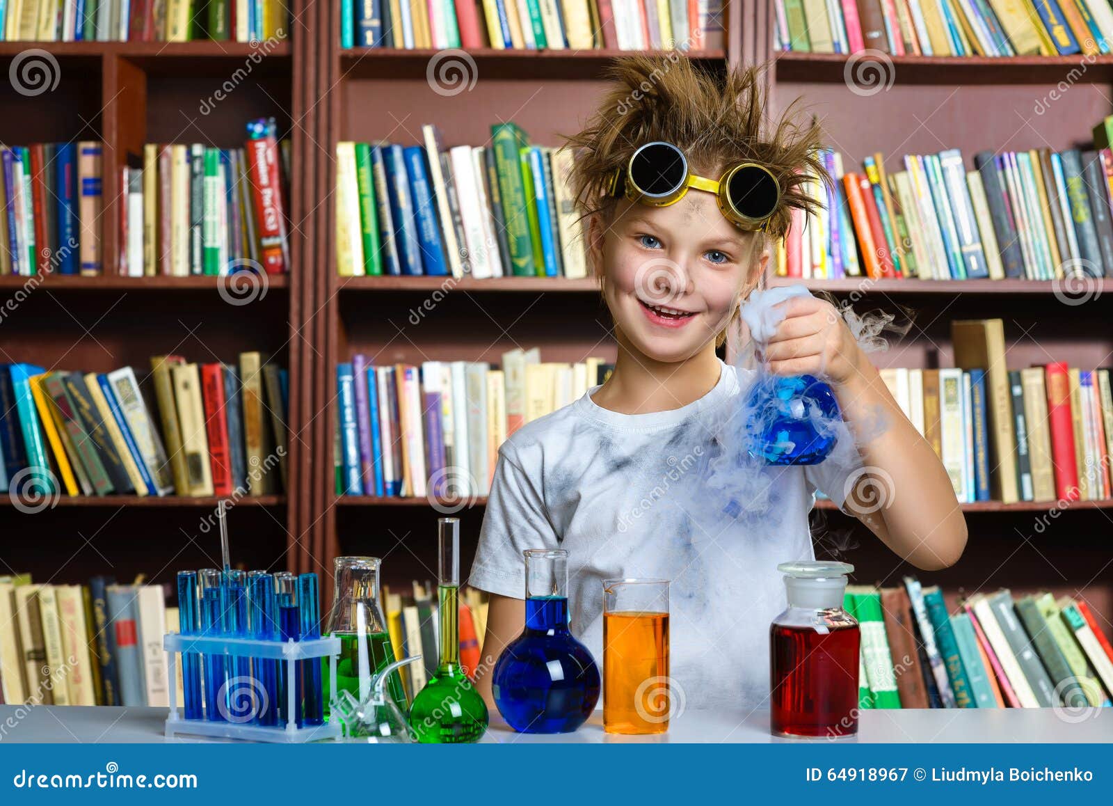 Cute Boy Doing Biochemistry Research in Chemistry Stock Image - Image ...