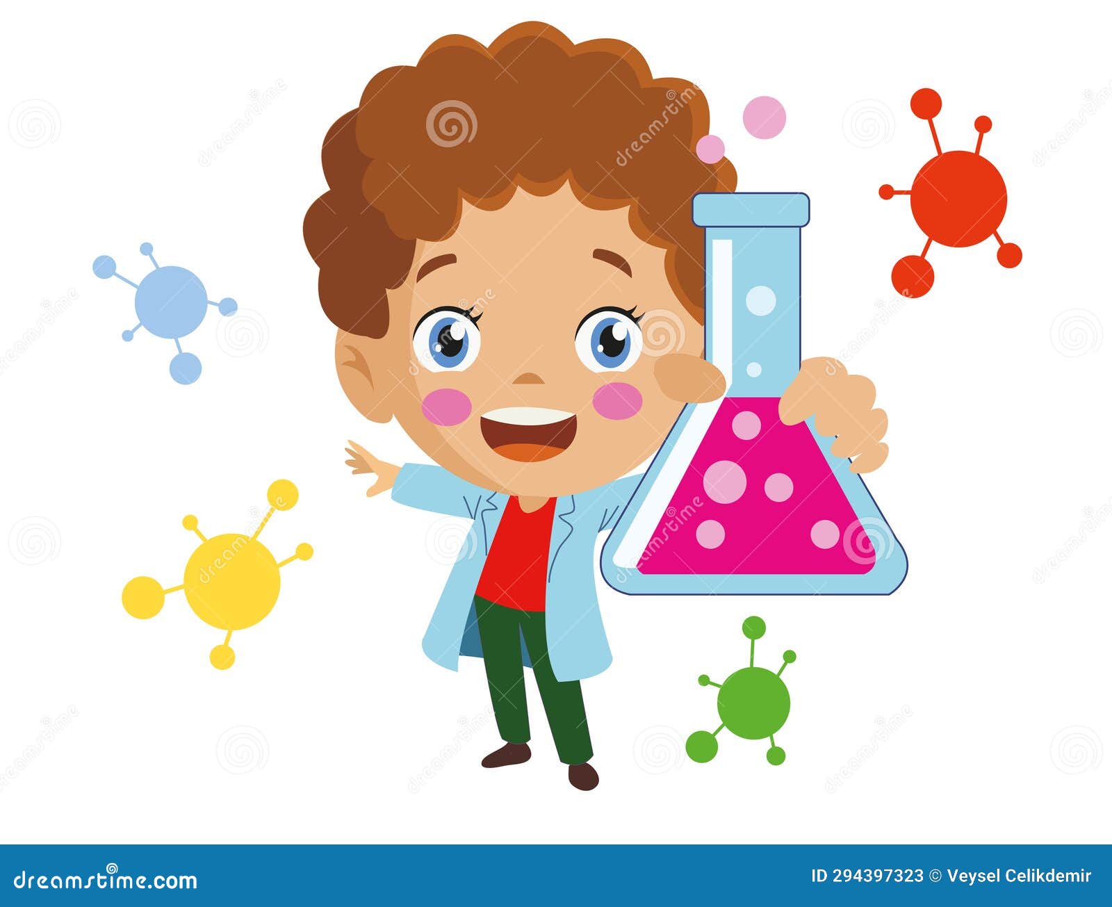 Cute Boy Doing Cell Research in Science Lesson Stock Illustration ...