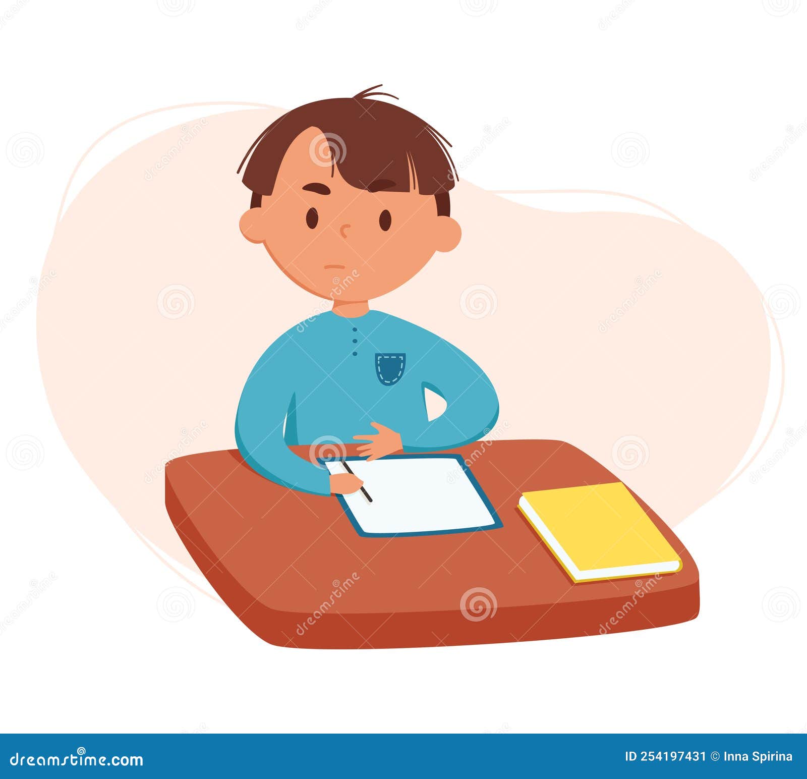 Cute Boy Doing Homework Vector Illustration. daily Routine. Schedule ...