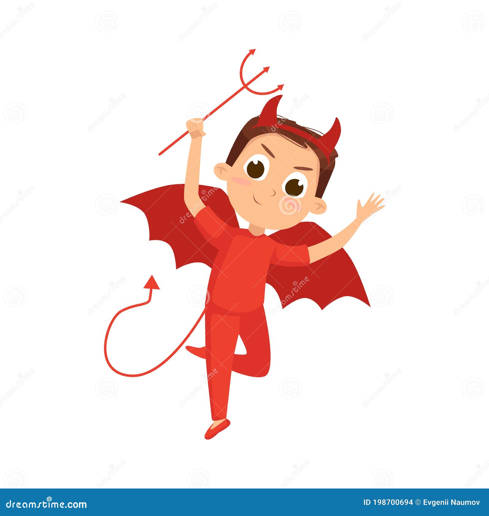 Cute Boy Dressed in Halloween Dracula Devil Costume with Horns Vector ...