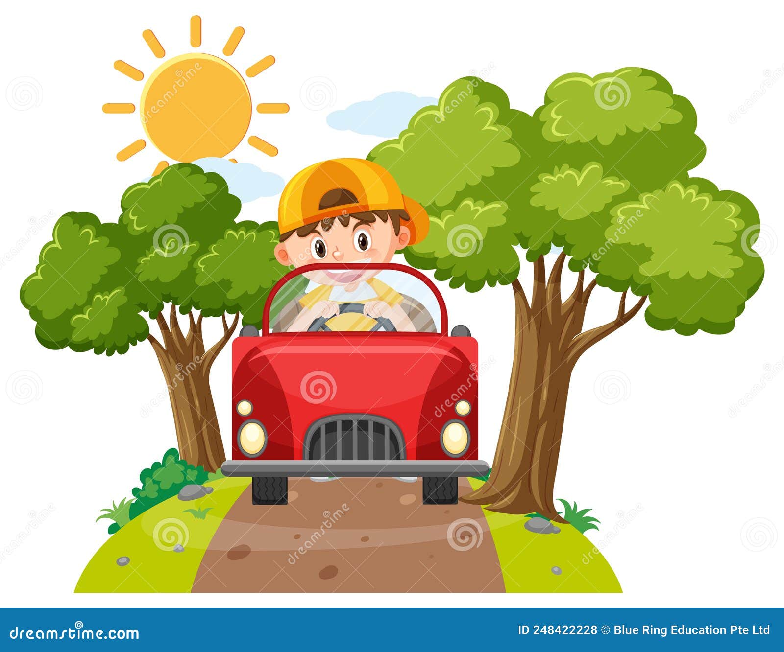 Cute Boy Driving Car Cartoon Stock Vector - Illustration of transport ...