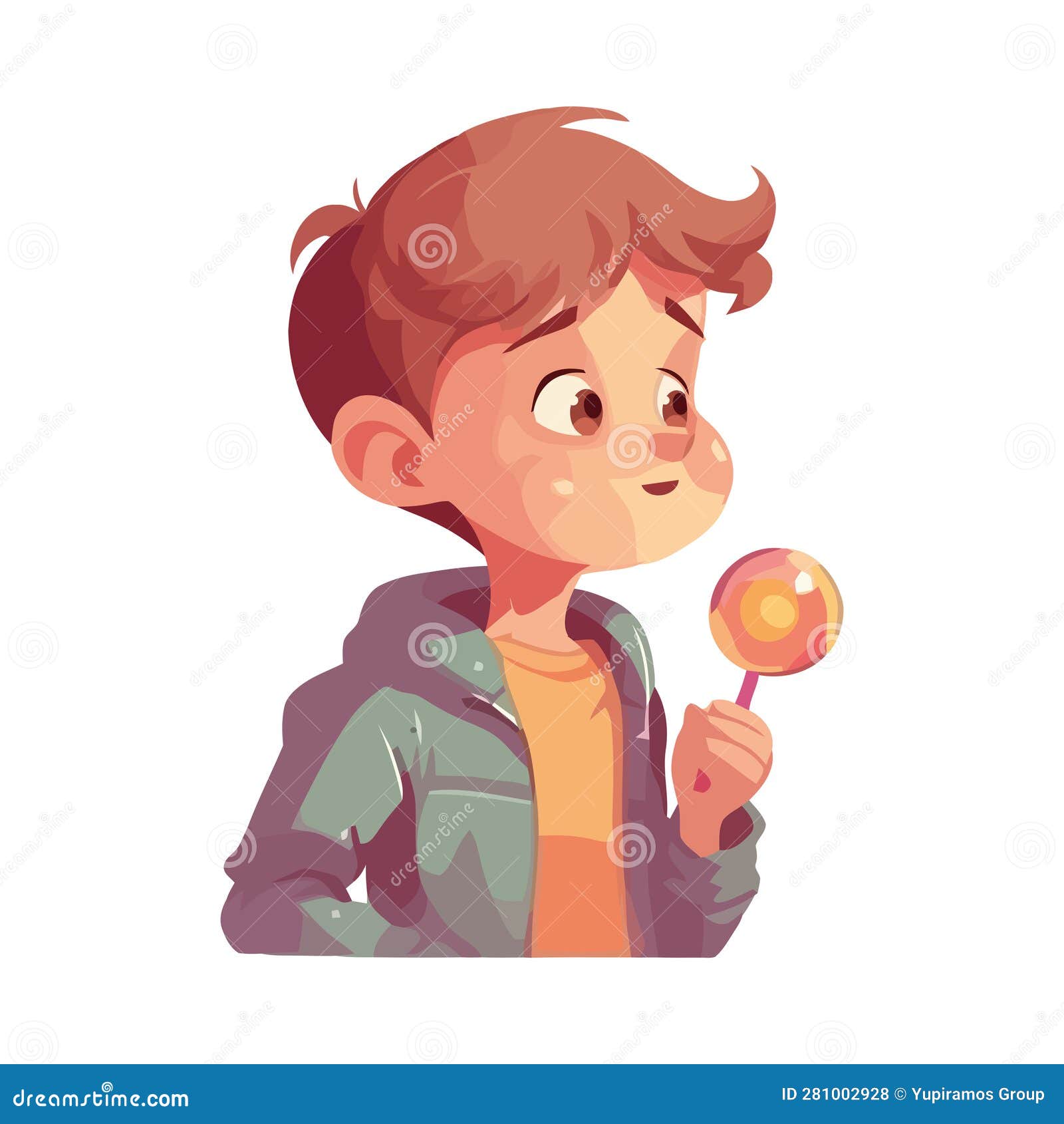 Cute Boy Eating a Candy, Cheerful and Smiling Stock Vector ...