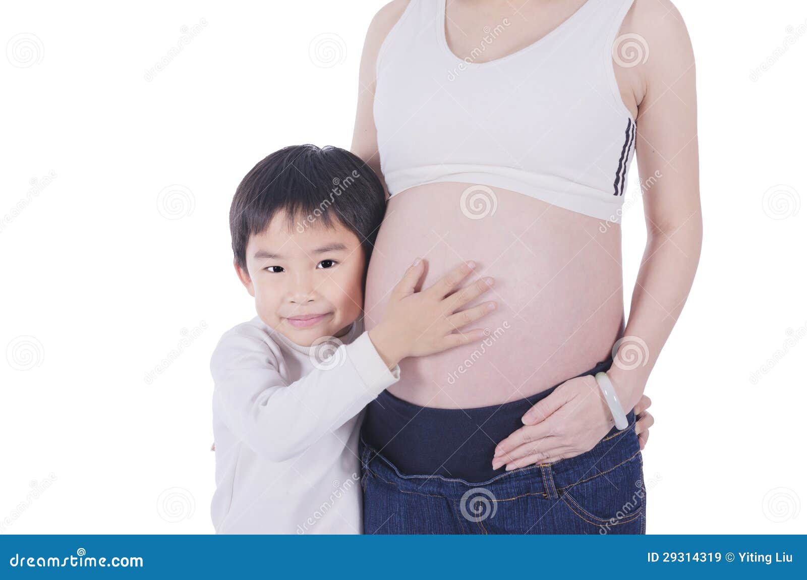 Cute boy expecting newborn stock image. Image of heartbeat - 29314319