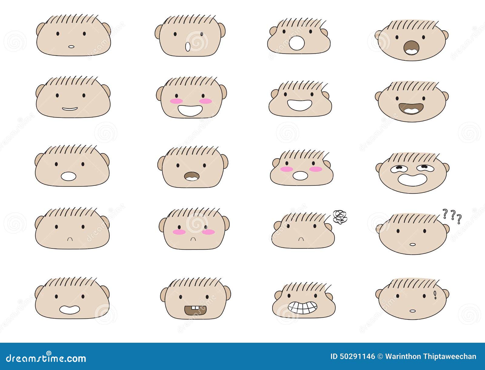 Cute boy faces emoji stock vector. Illustration of happy - 50291146