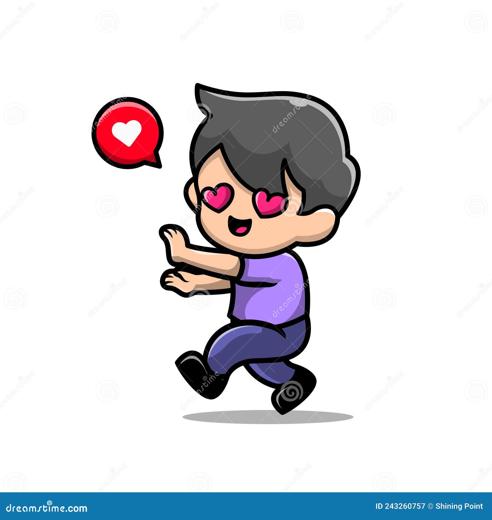 Cute Boy Falling Love Cartoon Icon Illustration Stock Vector ...