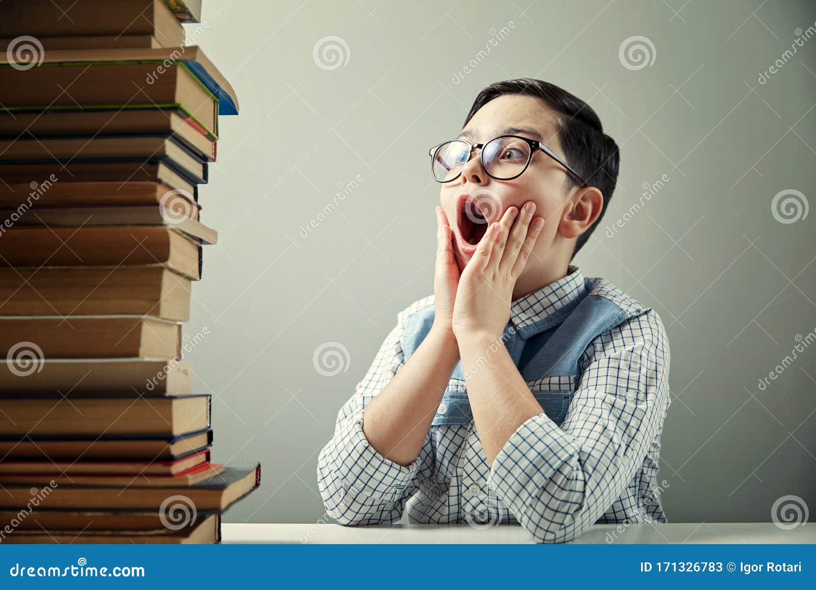 Kid reading books stock image. Image of childhood, homework - 171326783