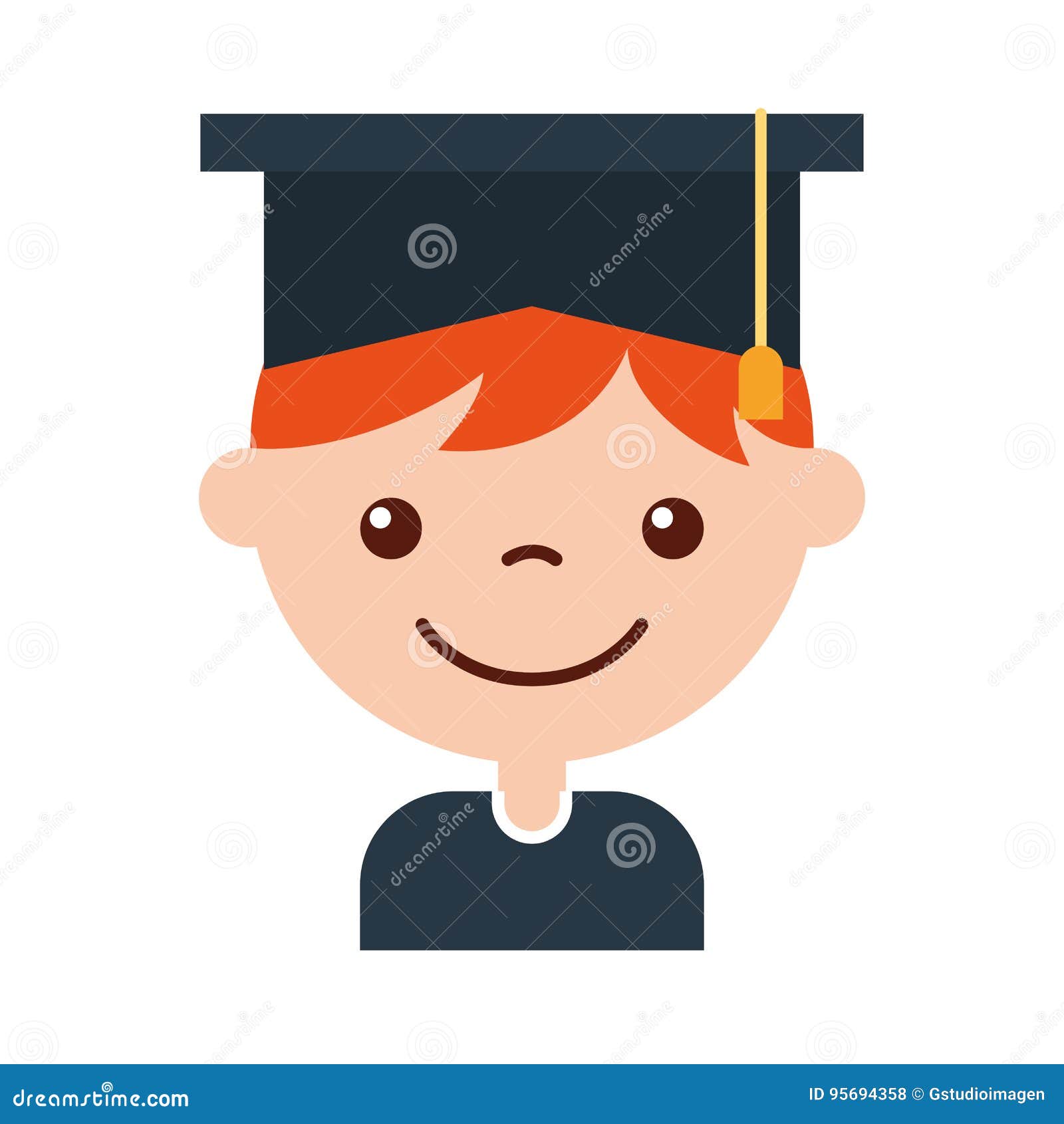 Cute boy graduated icon stock vector. Illustration of young - 95694358