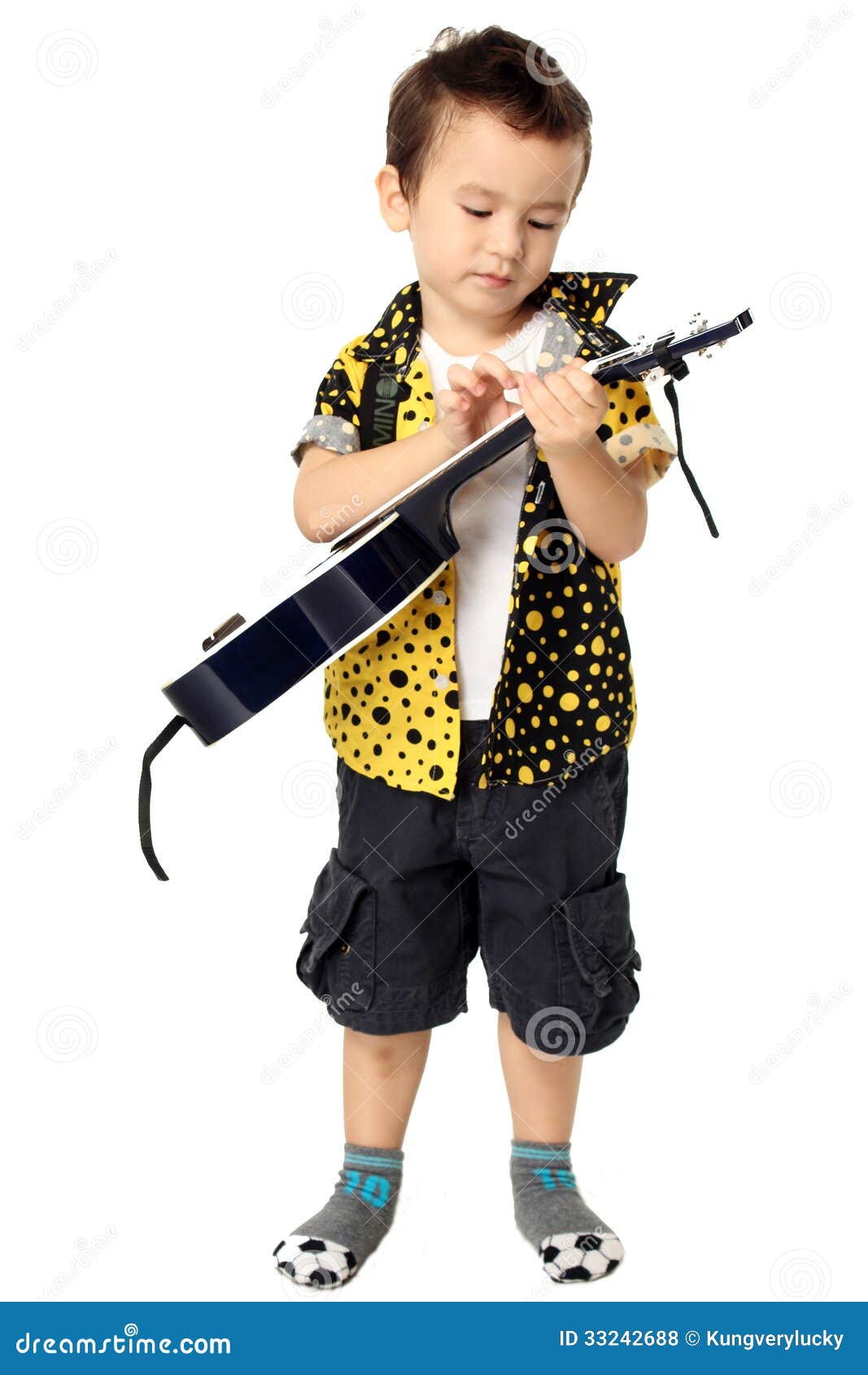 Cute Boy with Guitar stock photo. Image of electric, musical - 33242688