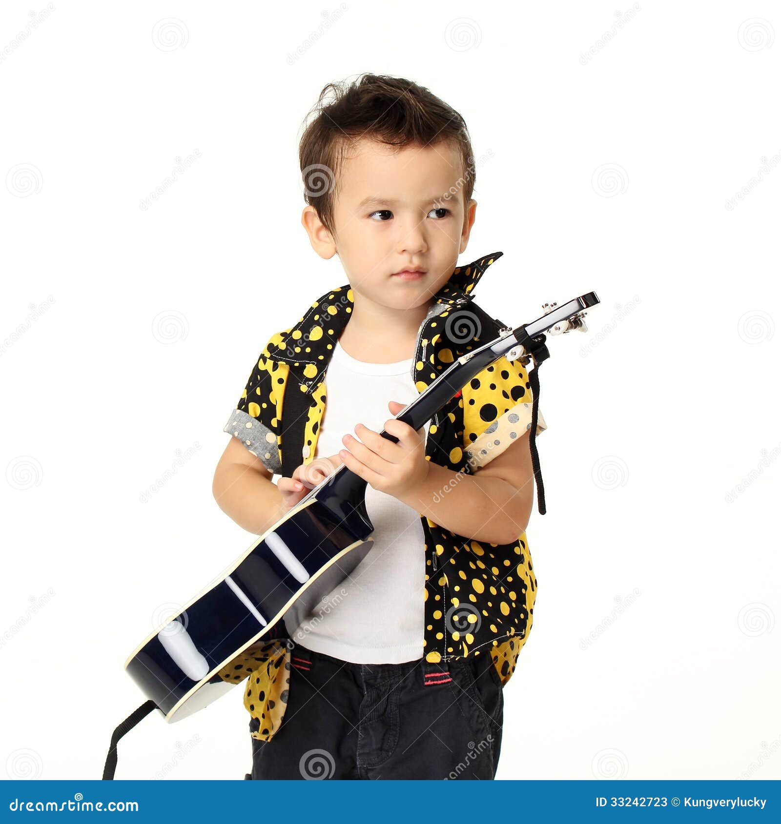 Cute Boy with Guitar stock image. Image of line, instrument - 33242723