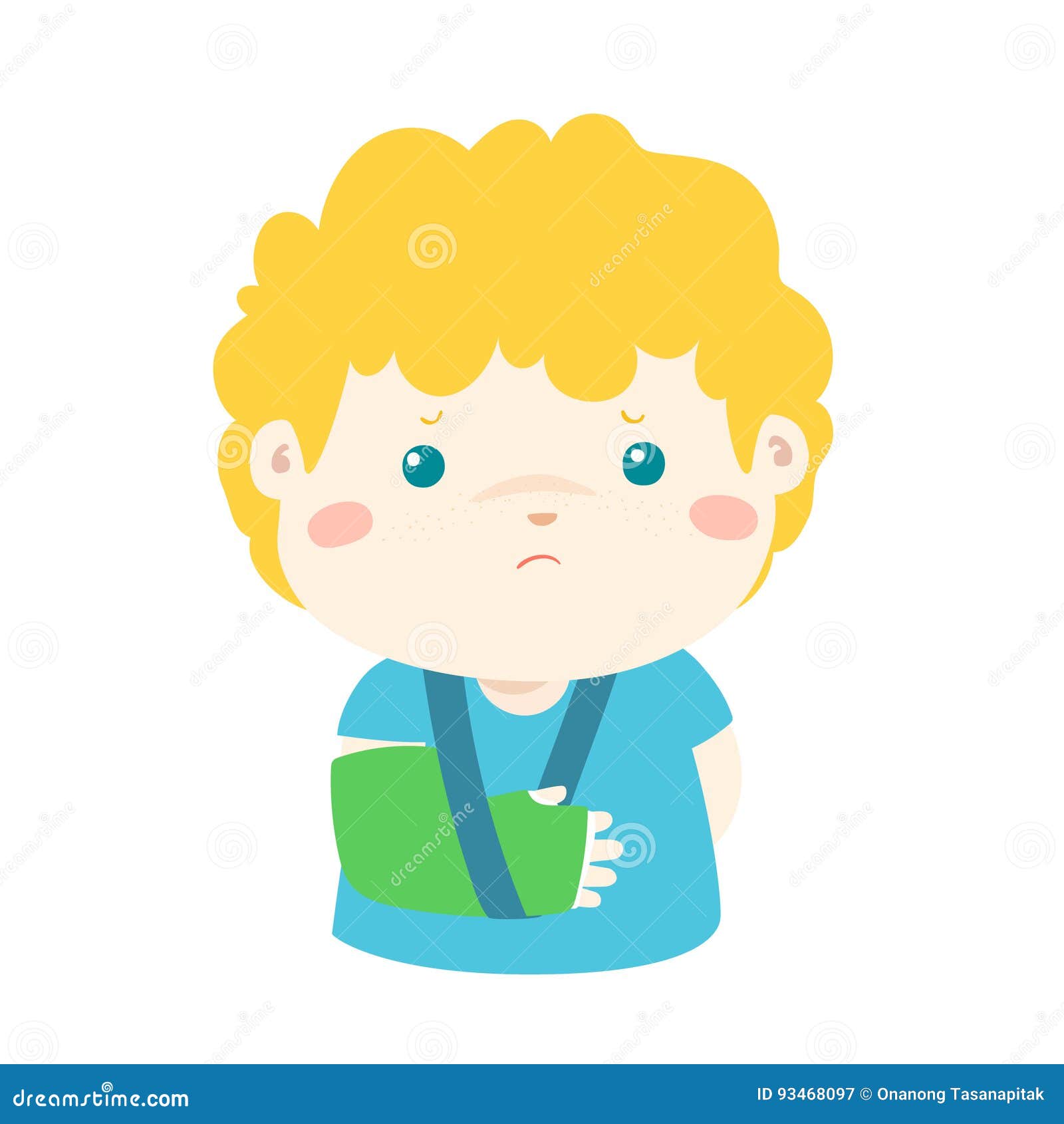 Cute Boy Hand Bone Broken from Accident with Arm Splint . Stock Vector ...