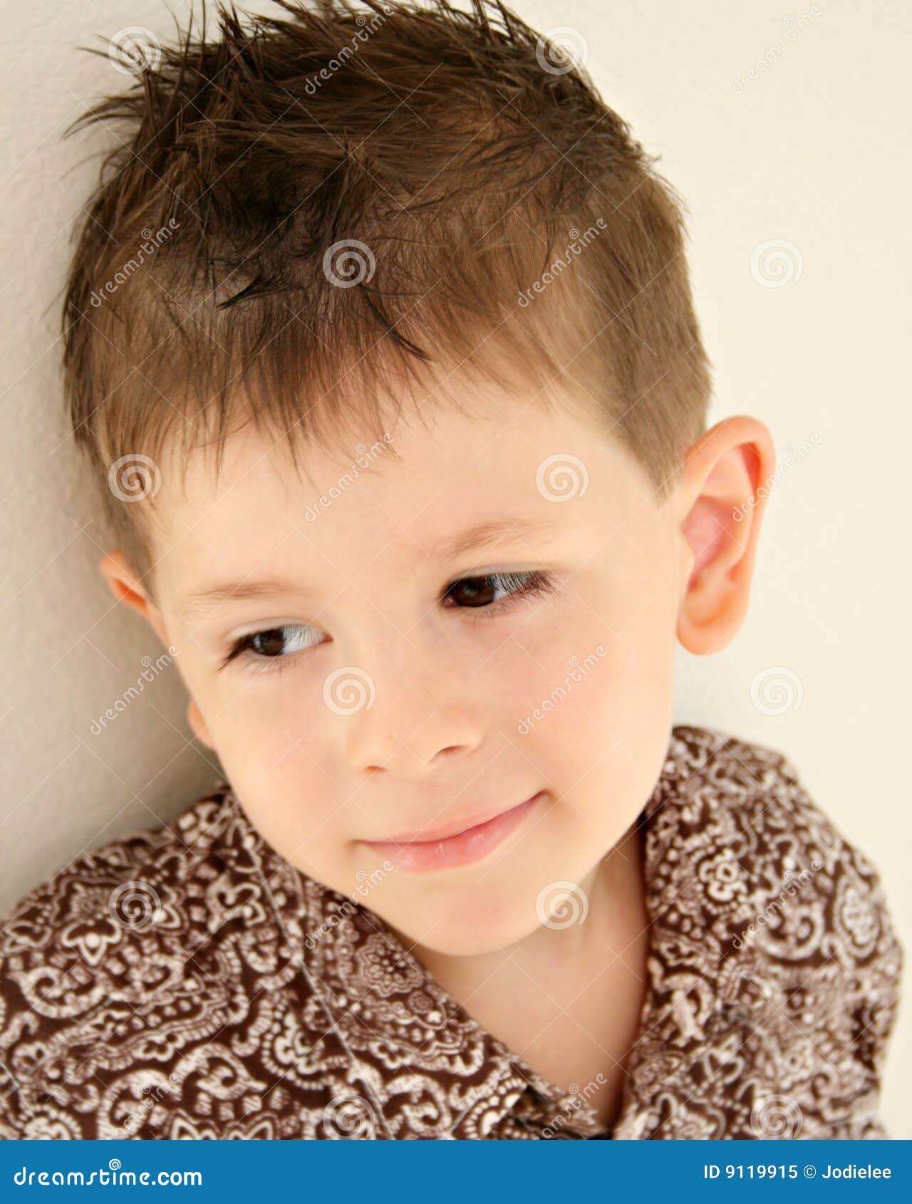 Cute Boy Happy Content Daydreaming Child Stock Image - Image of ...