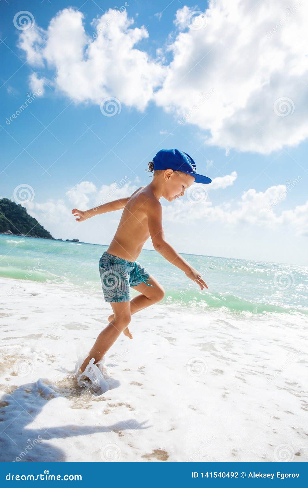 Cute Boy is Having Fun on the Beach Stock Photo - Image of caucasian ...