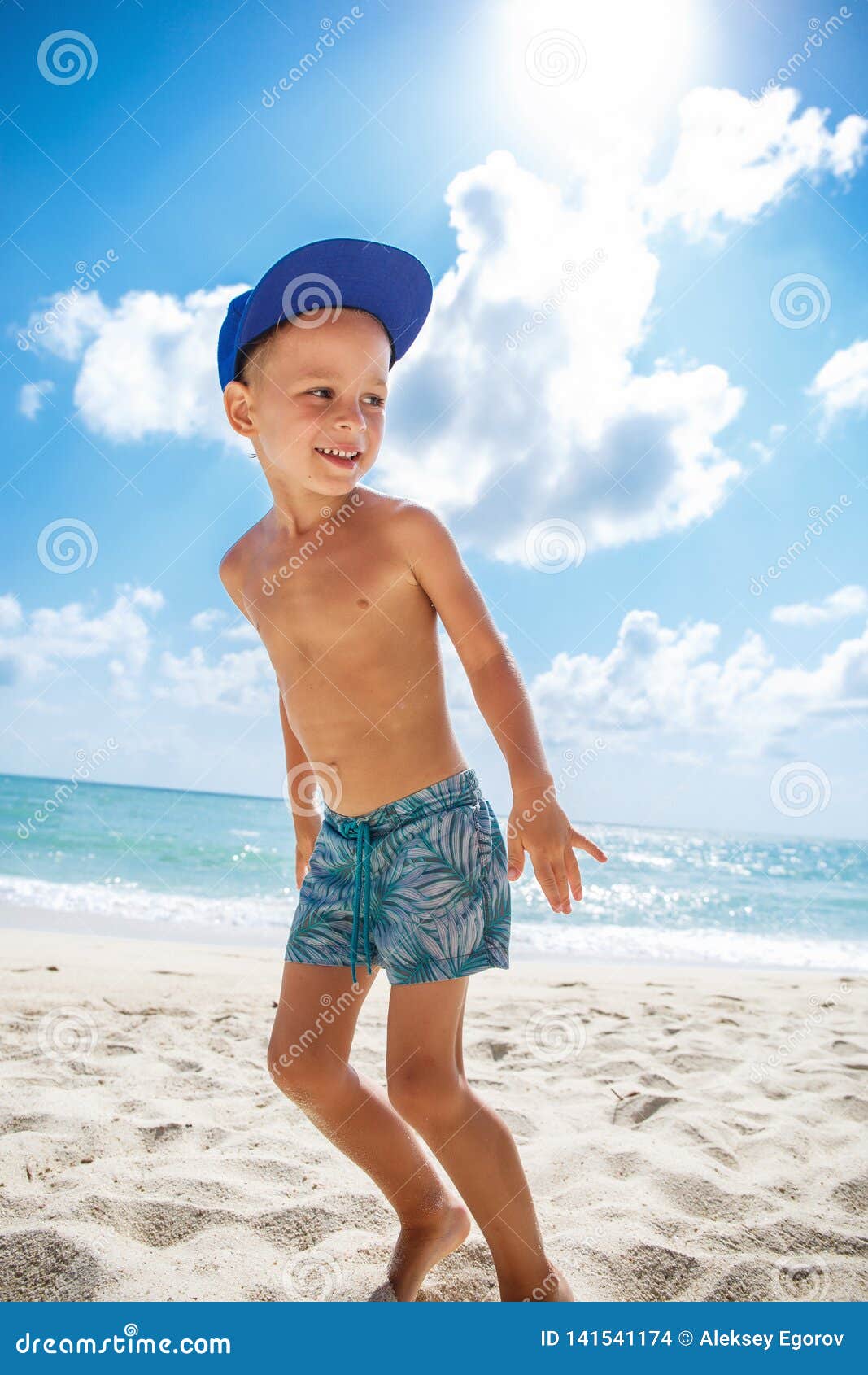 Cute Boy is Having Fun on the Beach Stock Photo - Image of caucasian ...