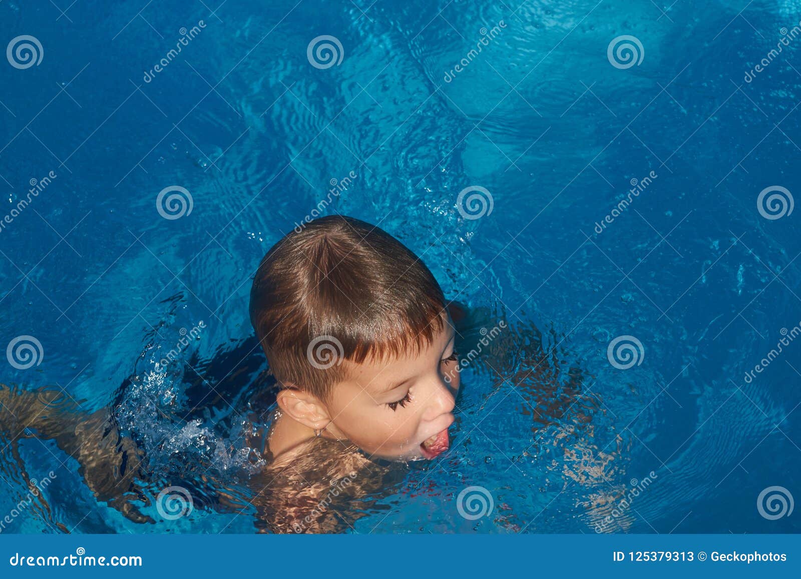 Cute Boy Having Fun in Swimming Pool Stock Image - Image of healthy ...