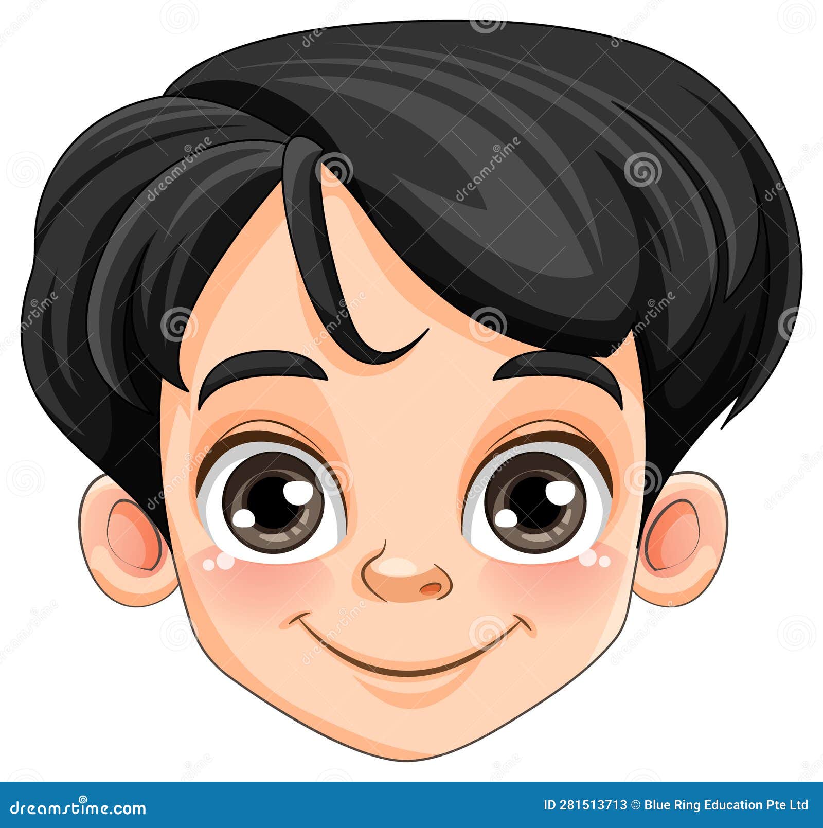 Cute Boy Head Cartoon Character Stock Vector - Illustration of young ...
